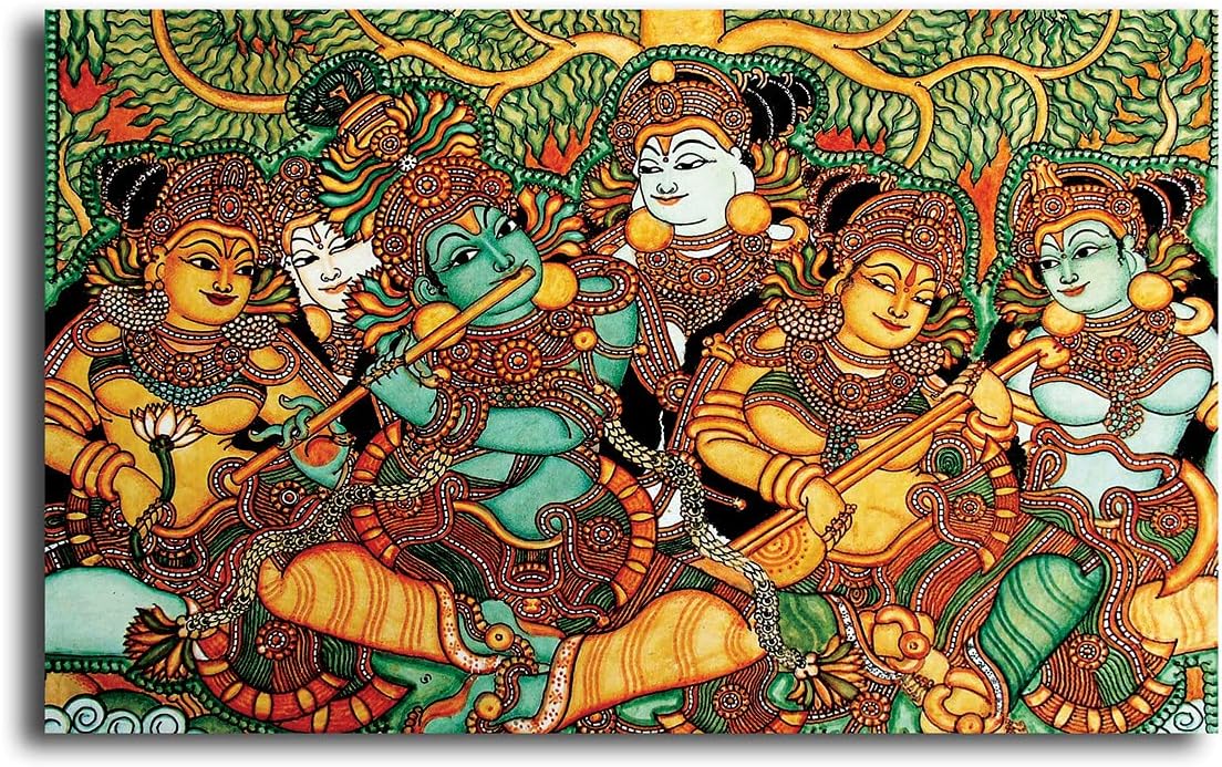 PIXELARTZ Kerala Mural Art Canvas Painting | Kerala Painting Wall ...