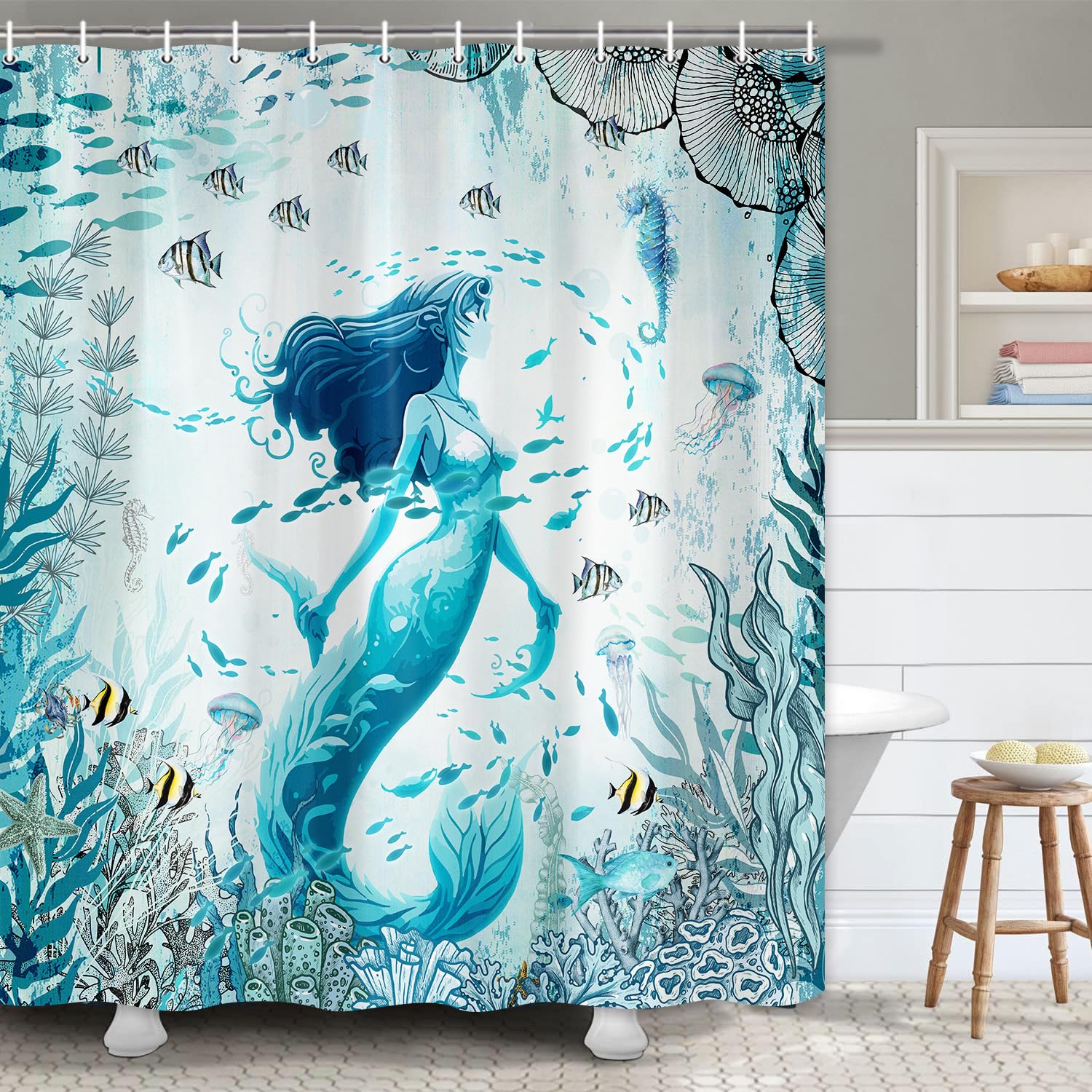 Mermaid Octopus Shower Curtain – Ocean-Inspired Design for Modern Bathrooms