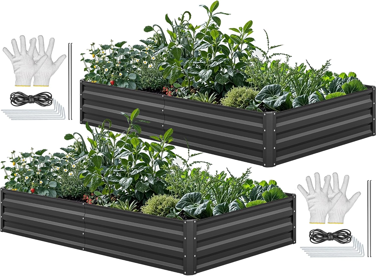 Amazon.com: YITAHOME 8x4x1ft 2pcs Large Raised Garden Bed Kit ...