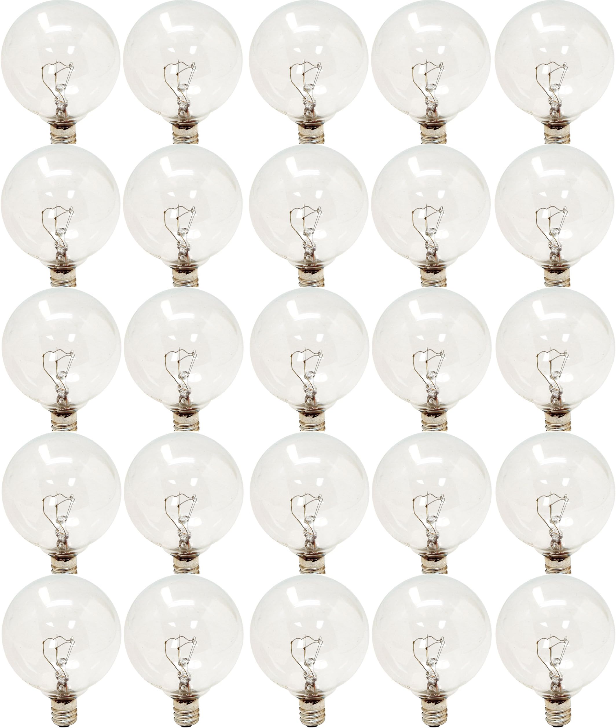 GE Incandescent Globe Light Bulbs, 25 Watt, G16.5, Vanity Lights (25 ...