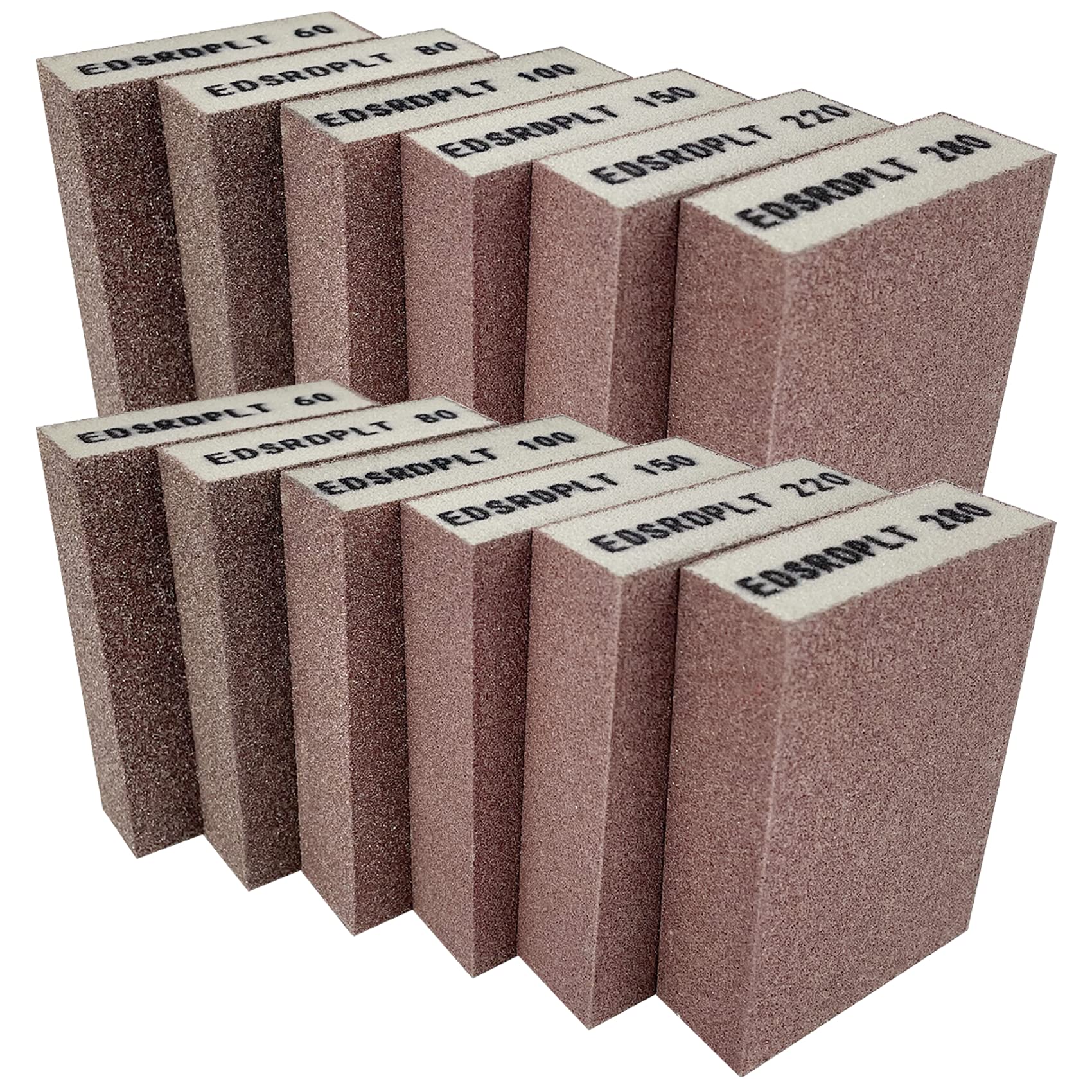 EDSRDPLT 12 Pack Sanding Sponge, 6 Different Grits 60/80/100/150/220 ...