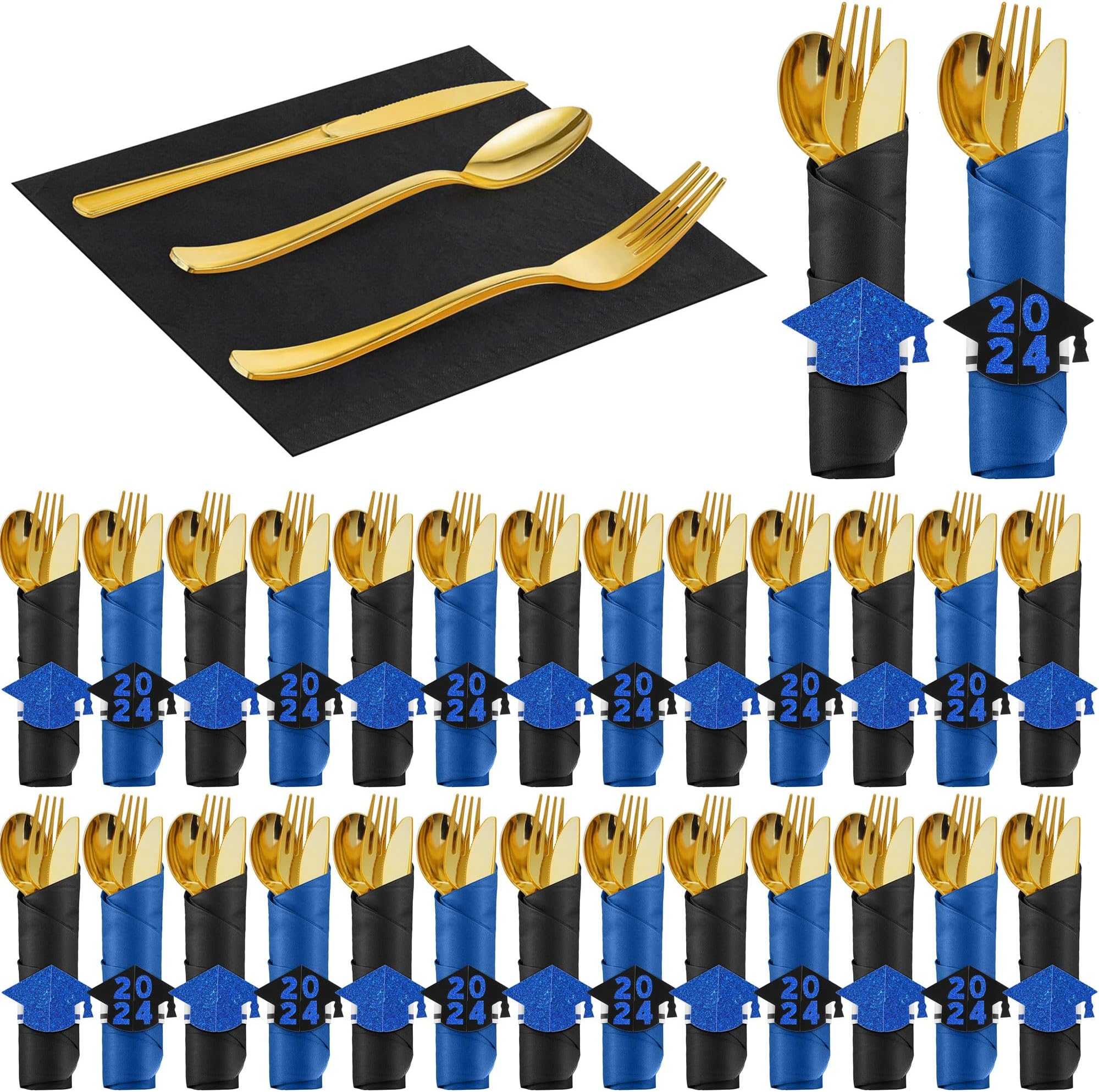 Amazon.com: Bright Royal Blue Premium Rolled Cutlery Set (10 Count ...