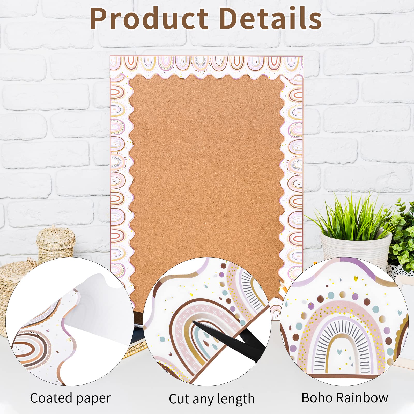 Snapklik.com : Durony 65.6 Feet Rainbow Bulletin Board Border Boho ...