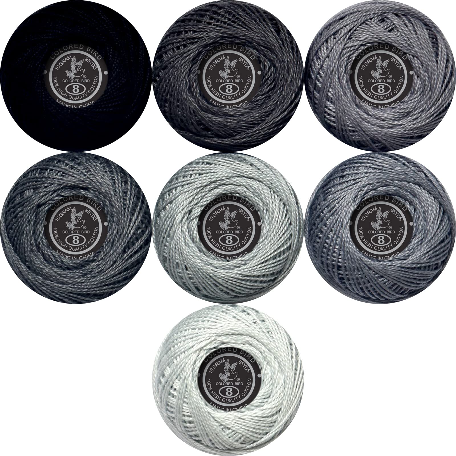 Amazon.com: Soft 7 Colors Size 8 Crochet Yarn，2 Ply Cotton thread for ...