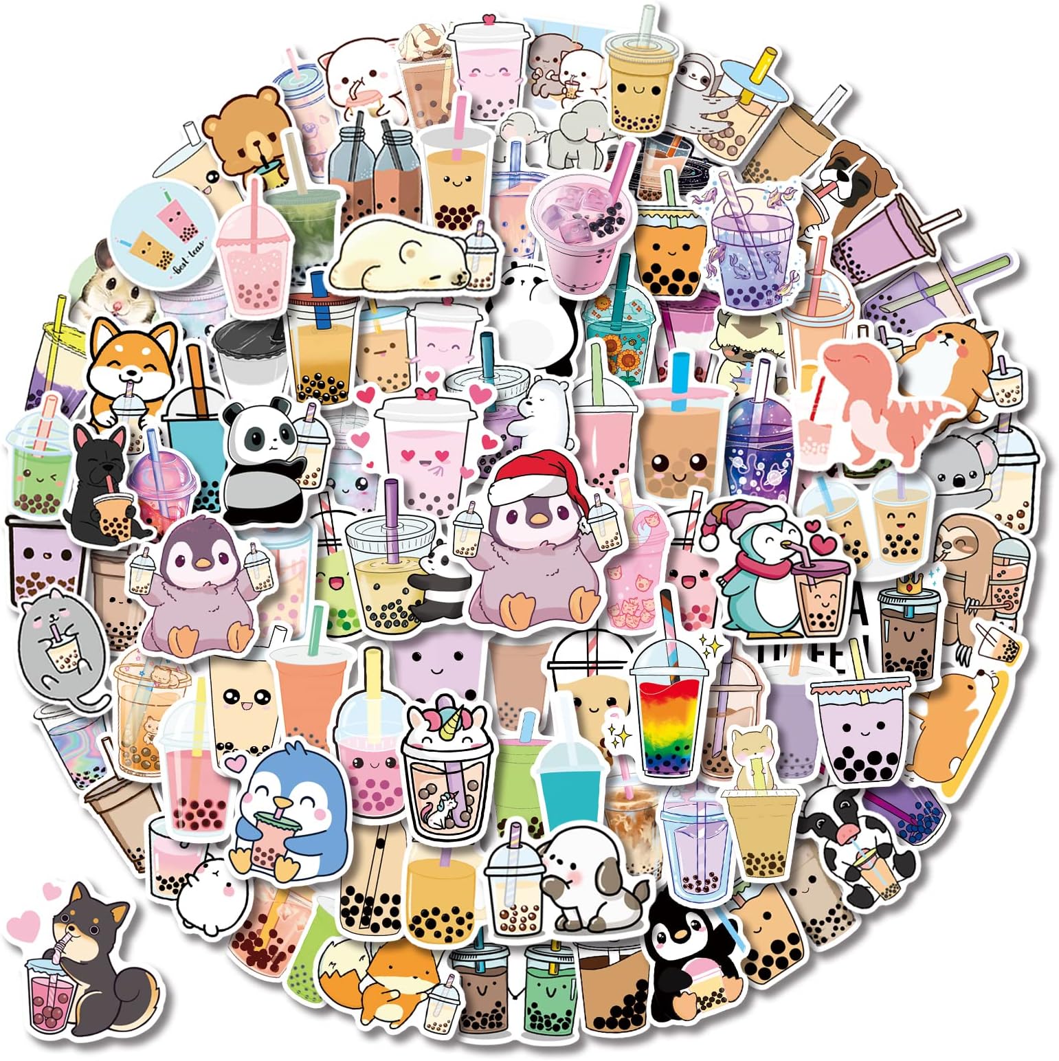 Amazon.com: Dslalaly Bubble Tea Stickers | 50 Pcs | Summer Vinyl ...
