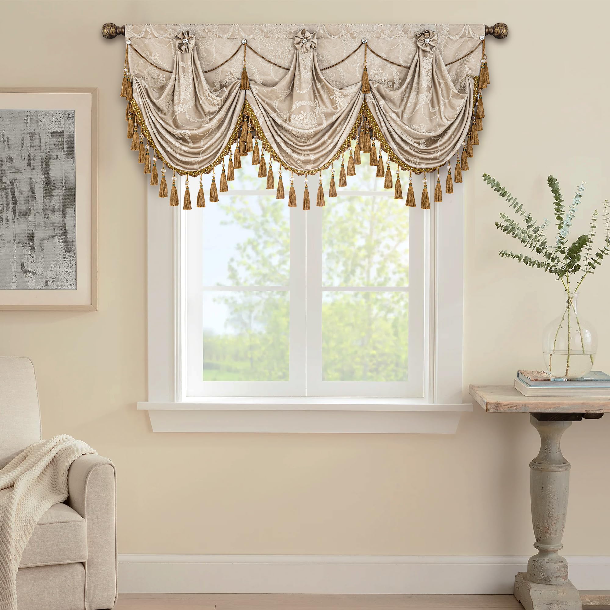 Amazon.com: Loom and Mill Luxury Waterfall Valances for Windows, Boho ...