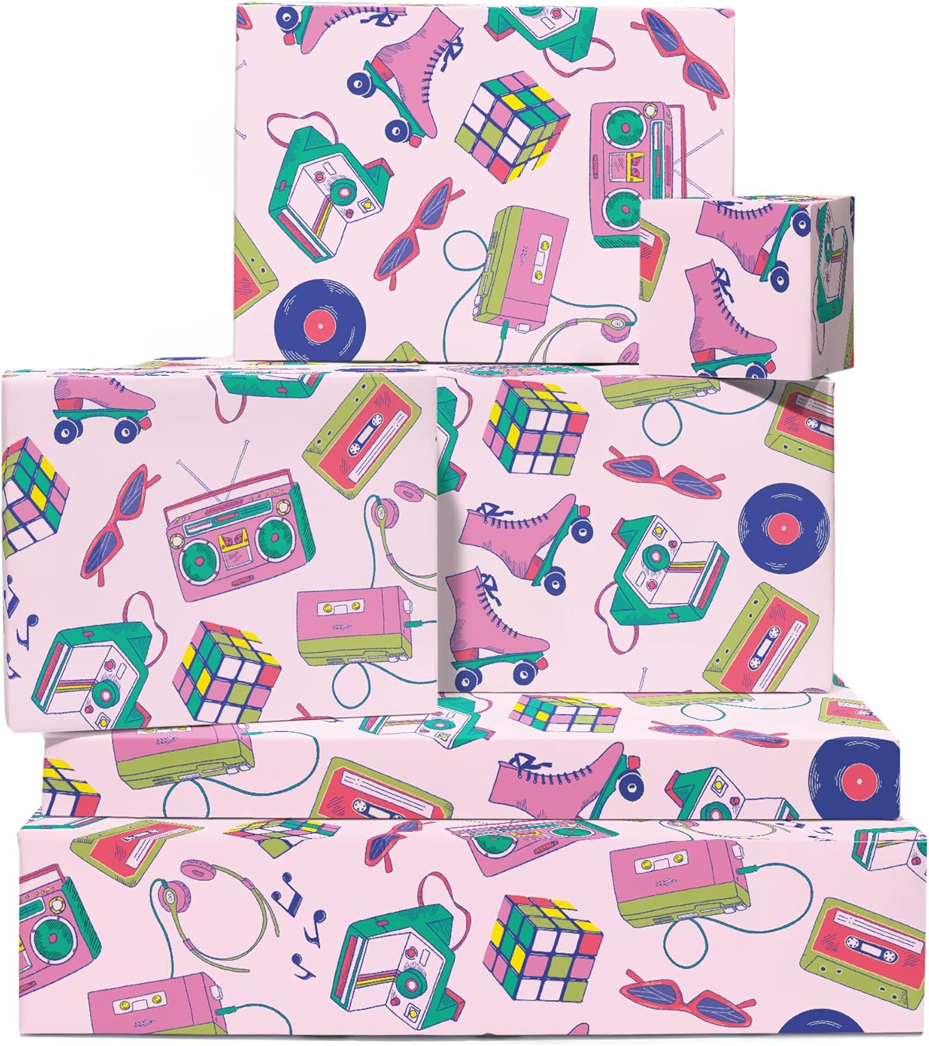 Amazon.com: CENTRAL 23 Retro Wrapping Paper - Pink Birthday Gift Wrap ...