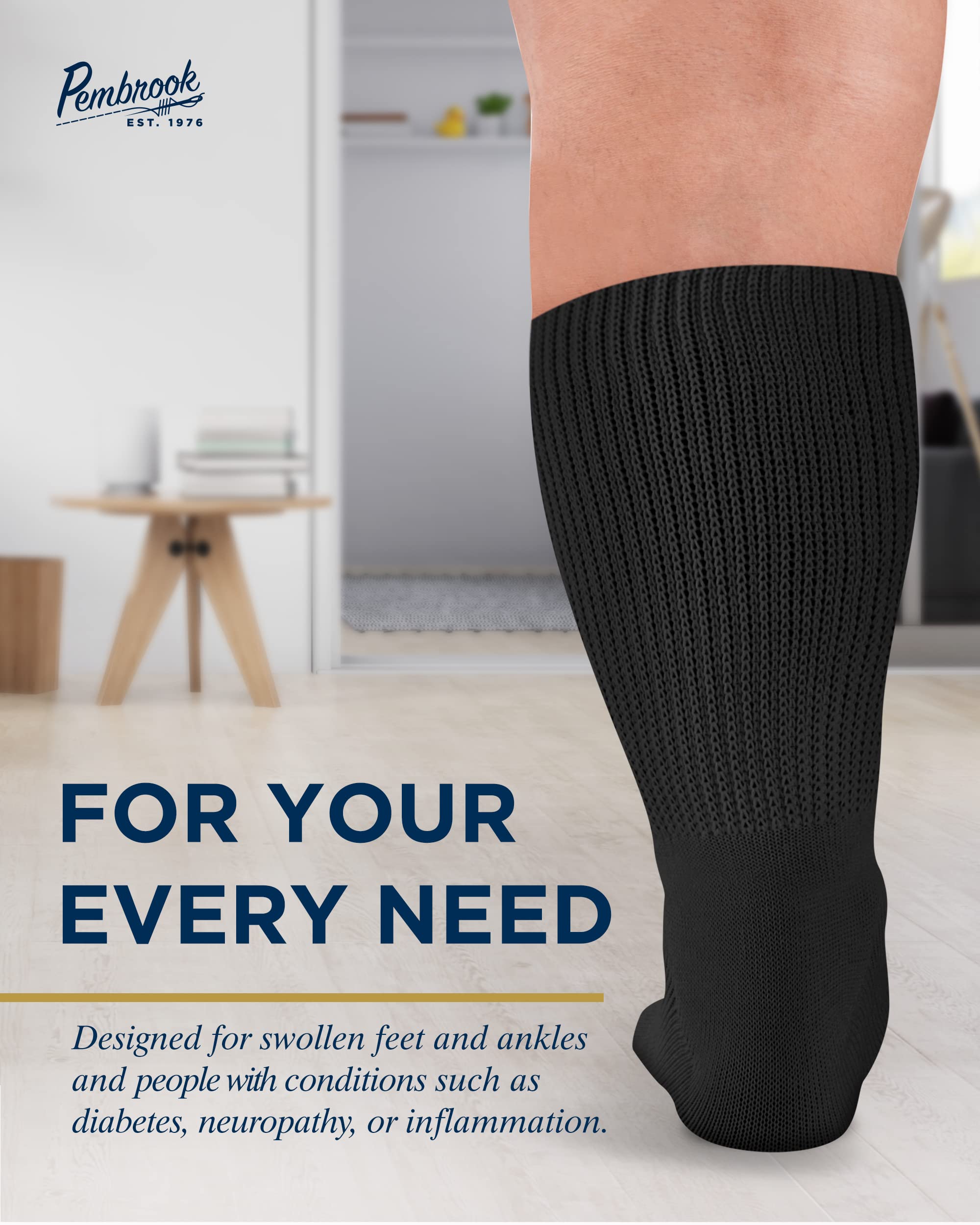 Snapklik.com : Pembrook Extra Wide Socks For Swollen Feet