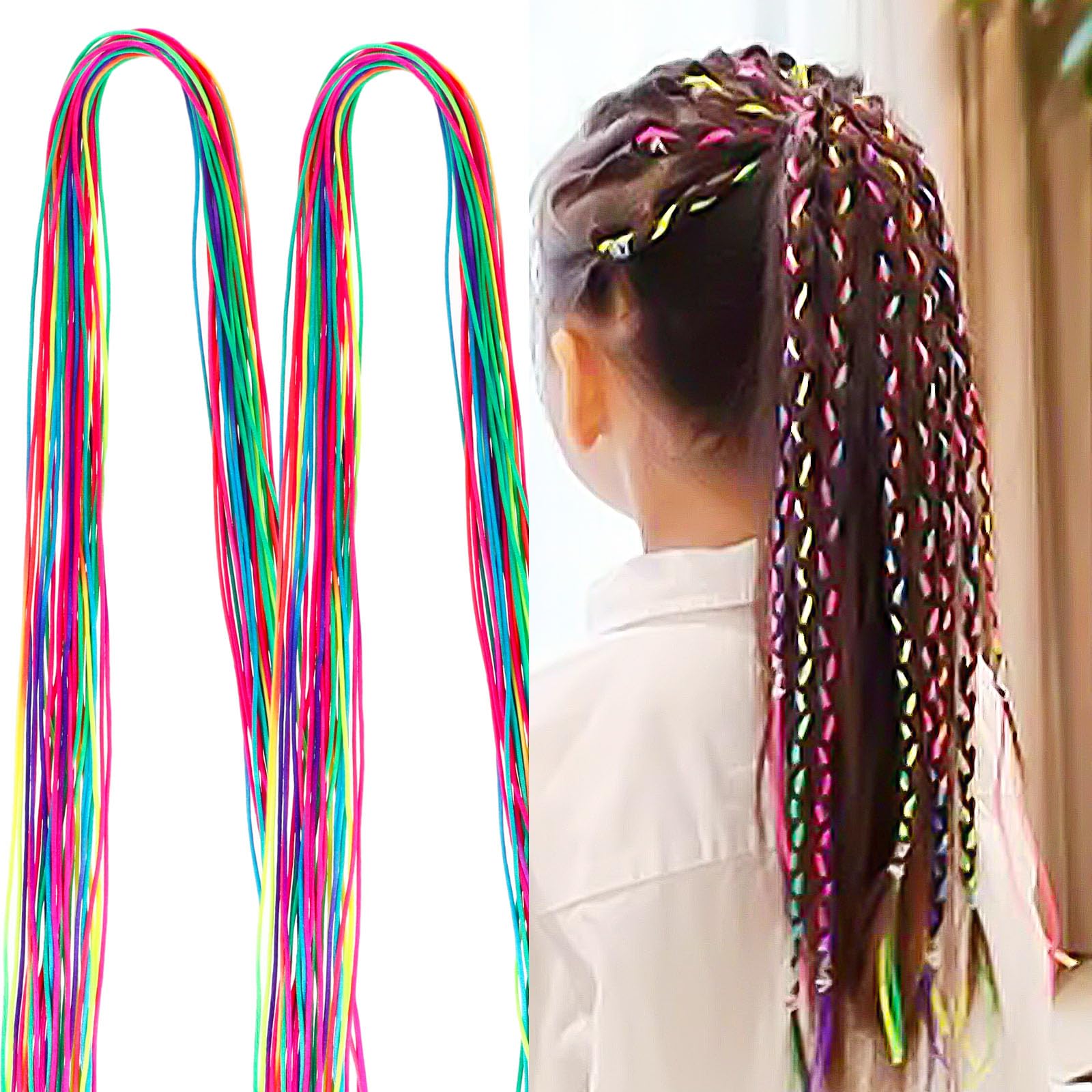30Pcs Colorful Hair Wrap String For Braids Assorted Rainbow Braiding ...
