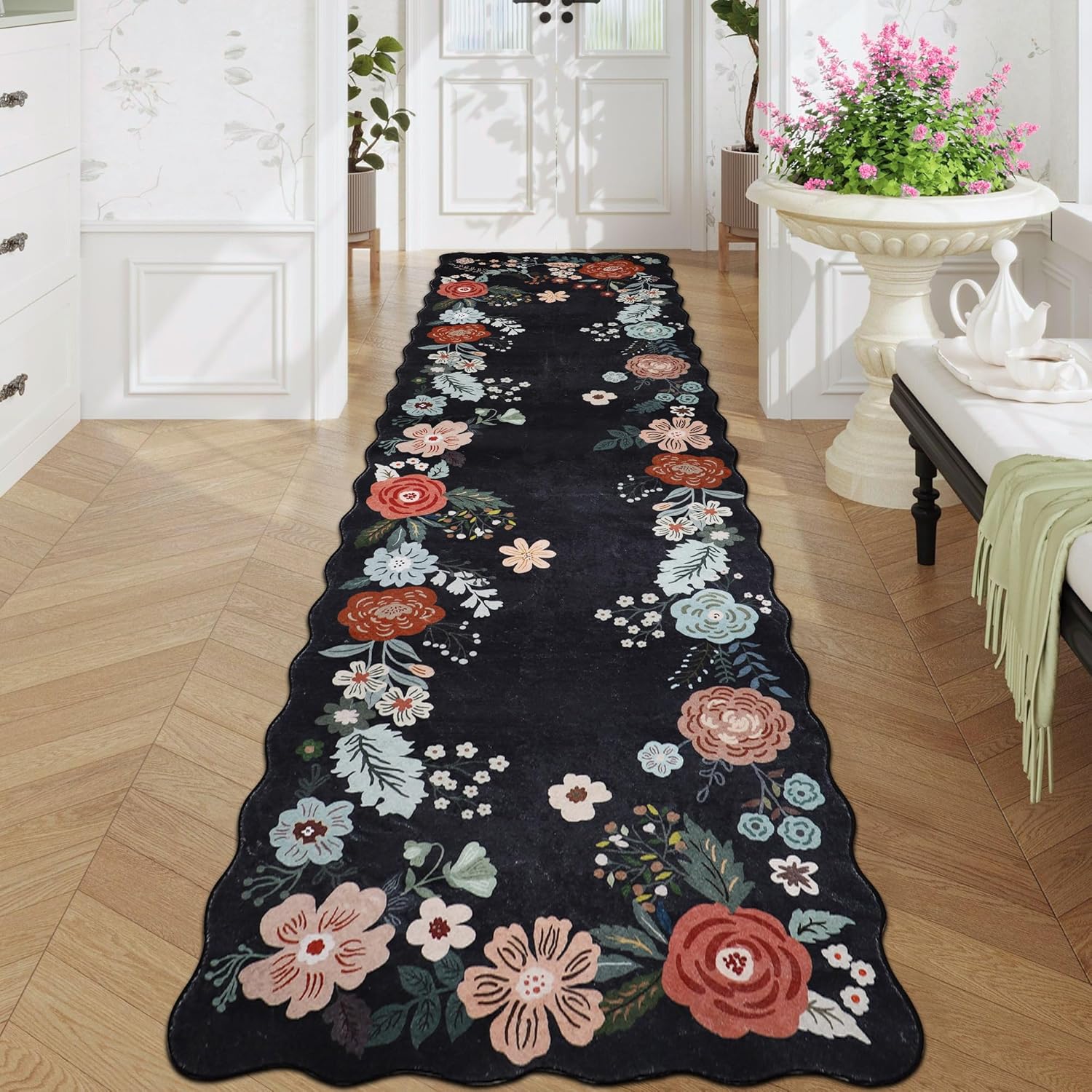 Amazon.com: Floral Runner Rug 3x10, Washable Runners for Hallways Non ...