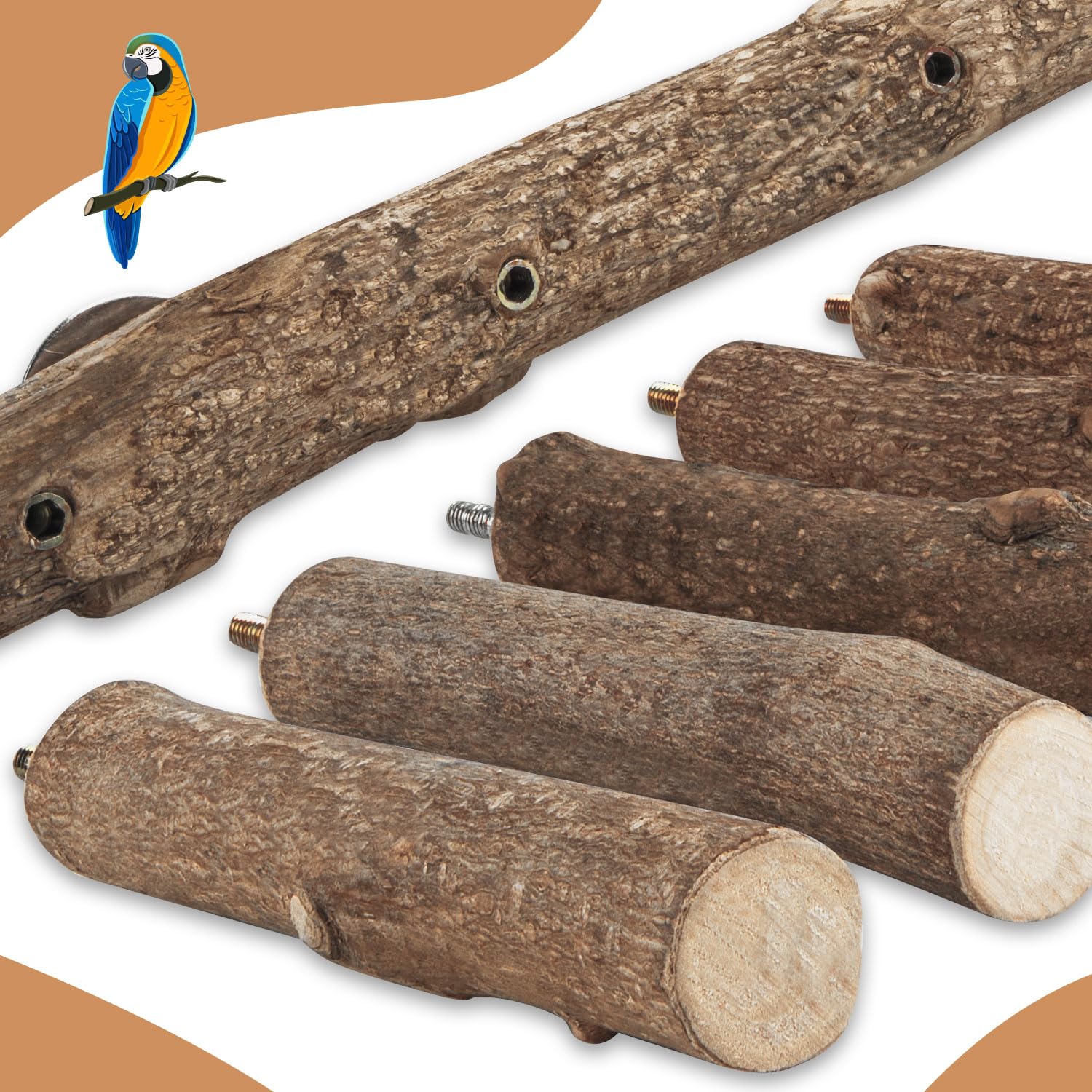 Snapklik.com : Parrot Wood Stand, 122Inch Length Parrot Perch For Cage ...