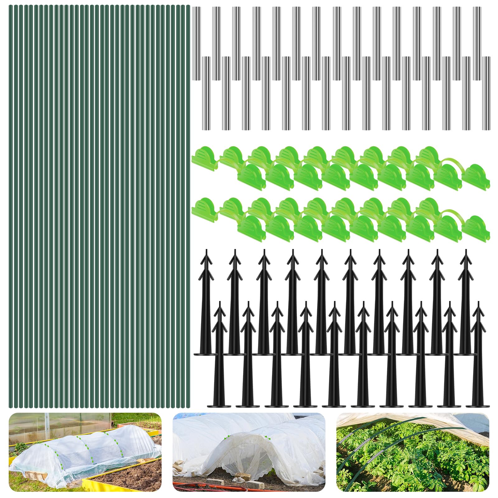 Amazon | Shuiling 園芸支柱 アーチ トンネル支柱 パイプ支柱 104点セット 菜園アーチ支柱 U字型 野菜 植物 作物 断熱 凍結防止 アーチ·ビニールハウス·防虫ネット ...
