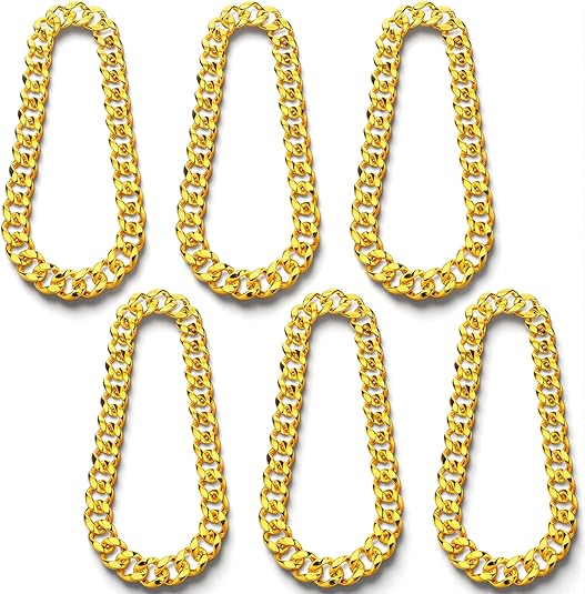 Amazon.com: Zyghjort 6 Pcs Fake Gold Chain Necklace Set, Big Chunky ...