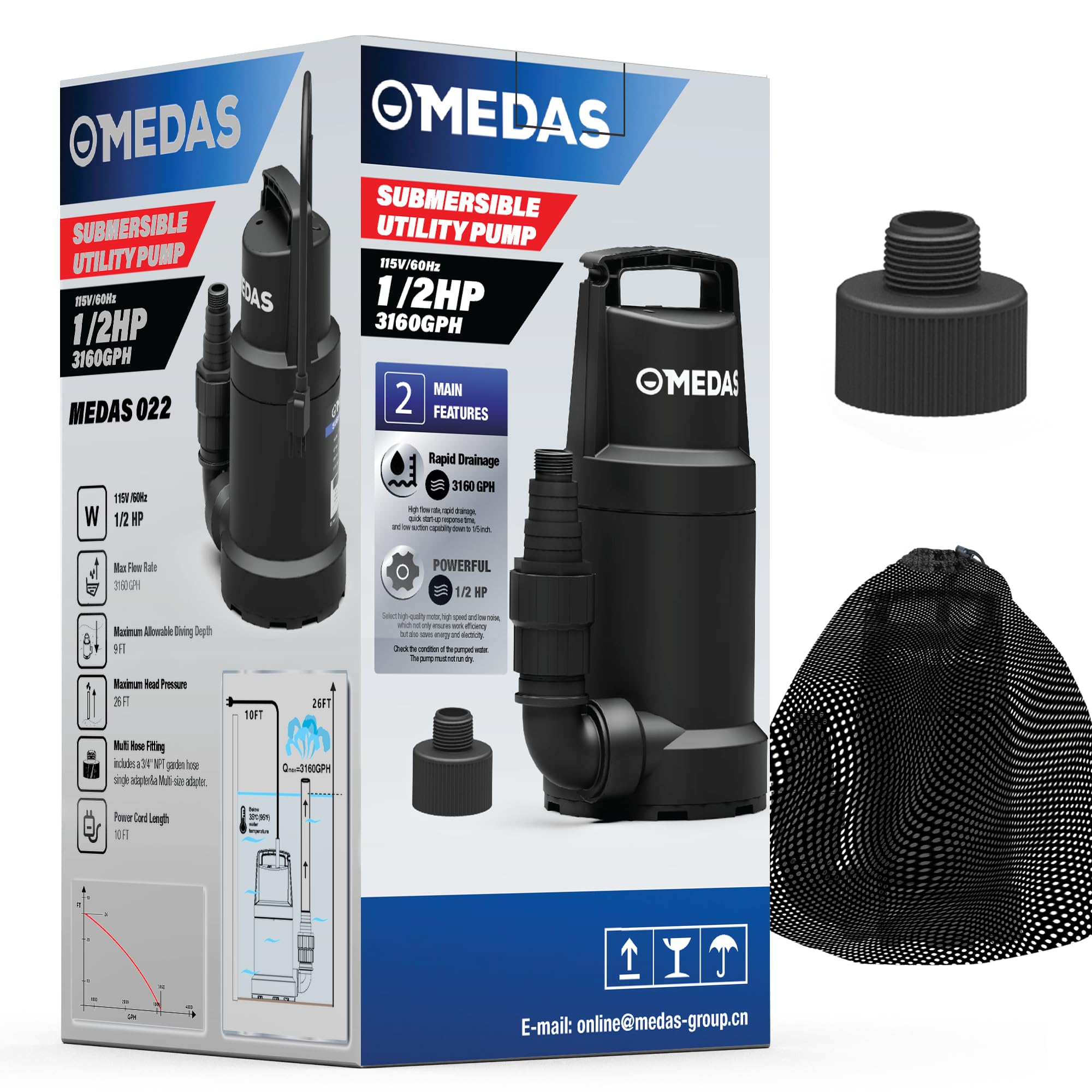 Snapklik.com : MEDAS Portable Sump Pump For Swimming Pool, Garden Pond ...
