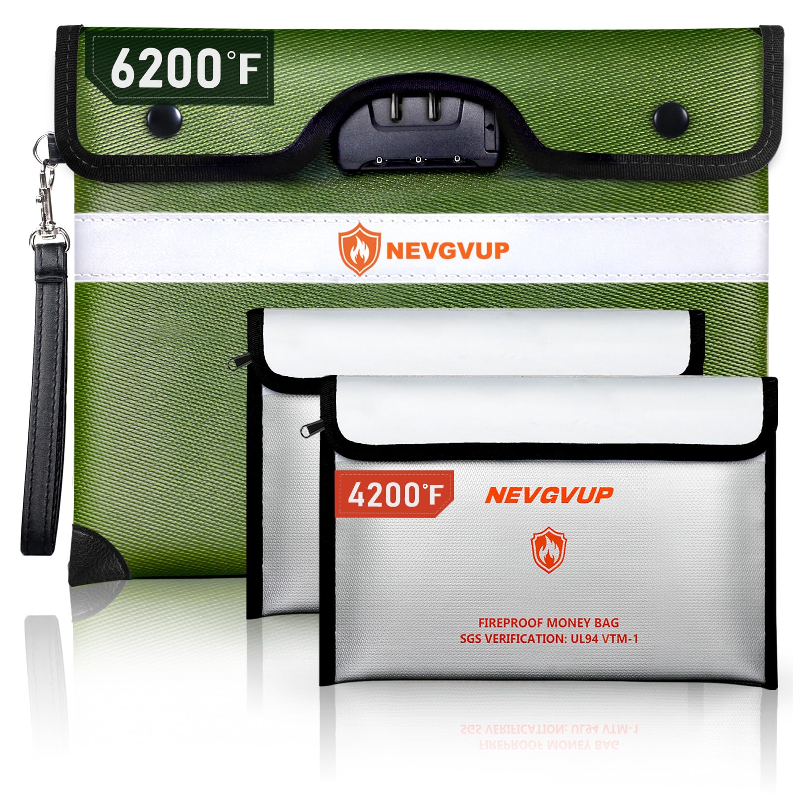 Amazon.com: Upgraded 6200°F Fireproof Document Bag with Lock, Fire ...