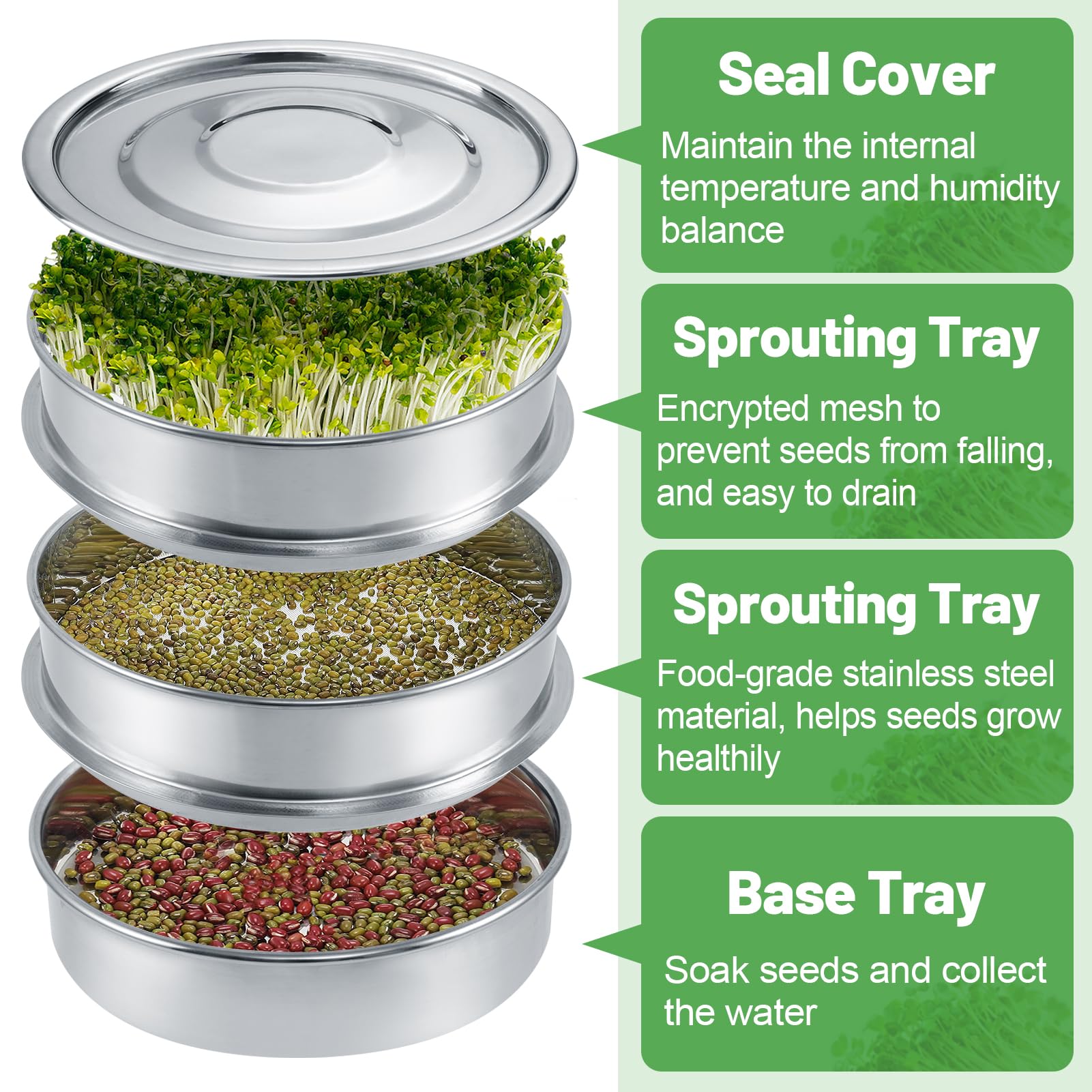 Snapklik.com : Stainless Steel Seed Sprouting Kit - 3-tier Microgreens ...