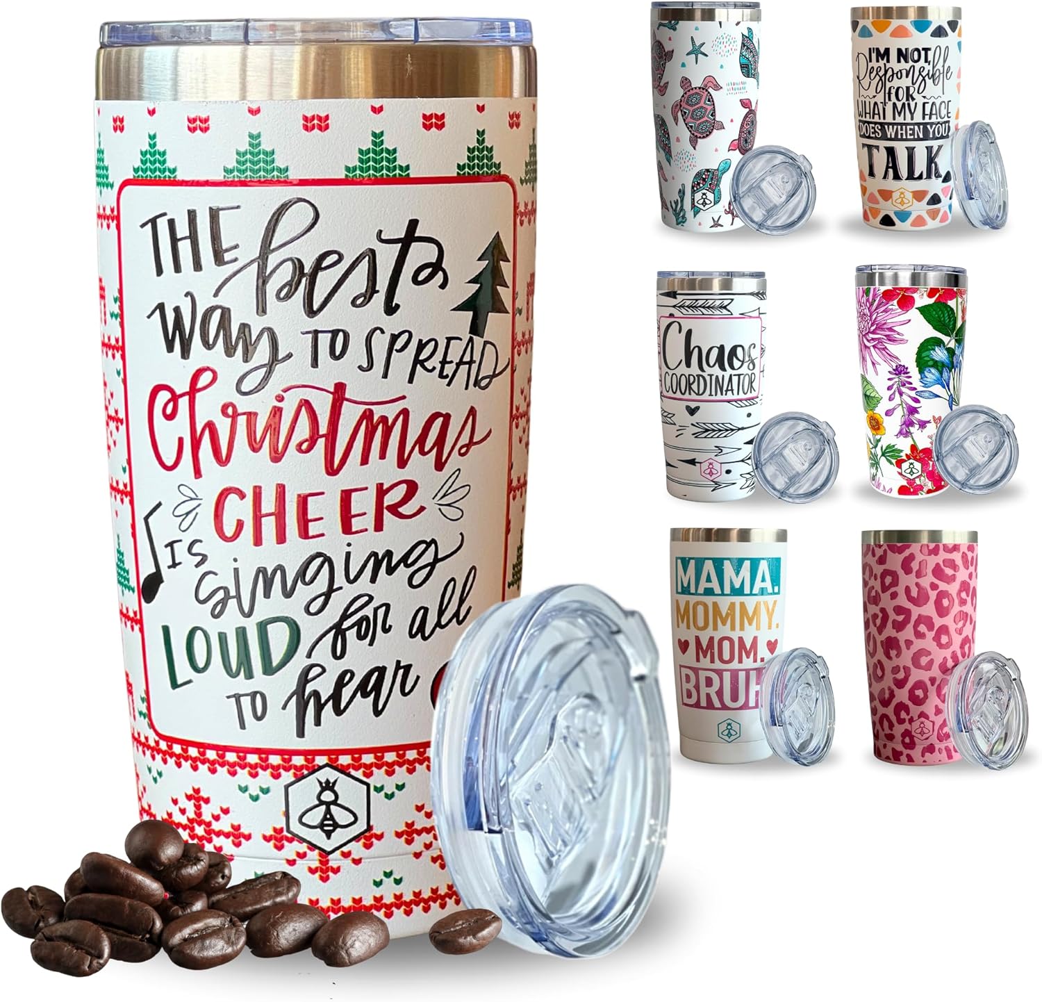 Amazon.com: Biddlebee Christmas Tumbler with Lid | 20oz Insulated ...