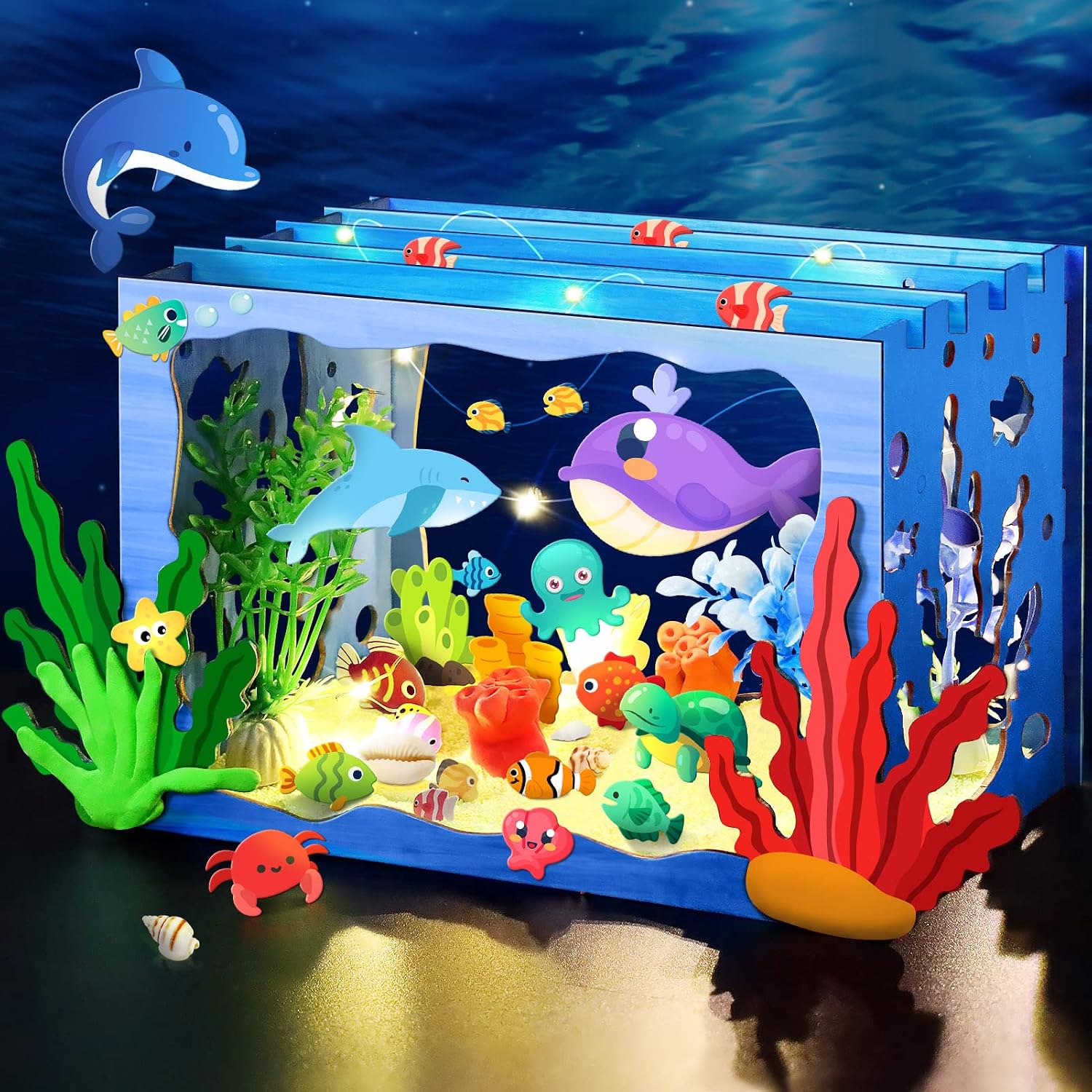 UNGLINGA Create with Clay Wooden Ocean Diorama Arts and Crafts for Kids ...