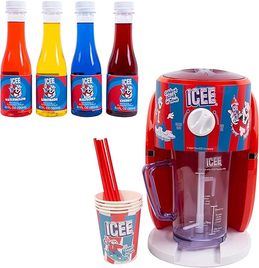 Amazon.com: ICEE Snow Cone Machine & 4-Pack ICEE Syrups Bundle. Genuine ...