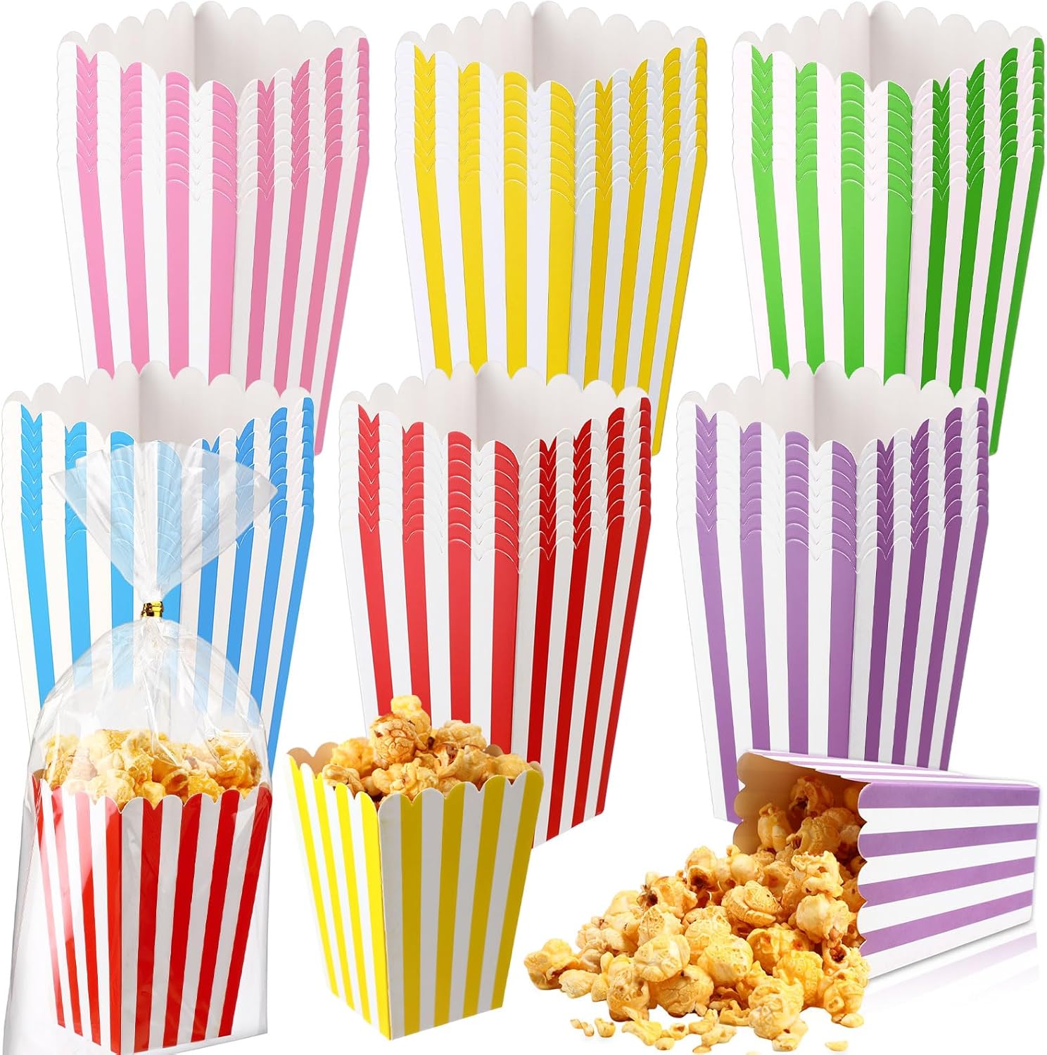 Amazon.com: Gueevin 144 Pcs Mini Popcorn Boxes and Clear Treat Bag Set ...