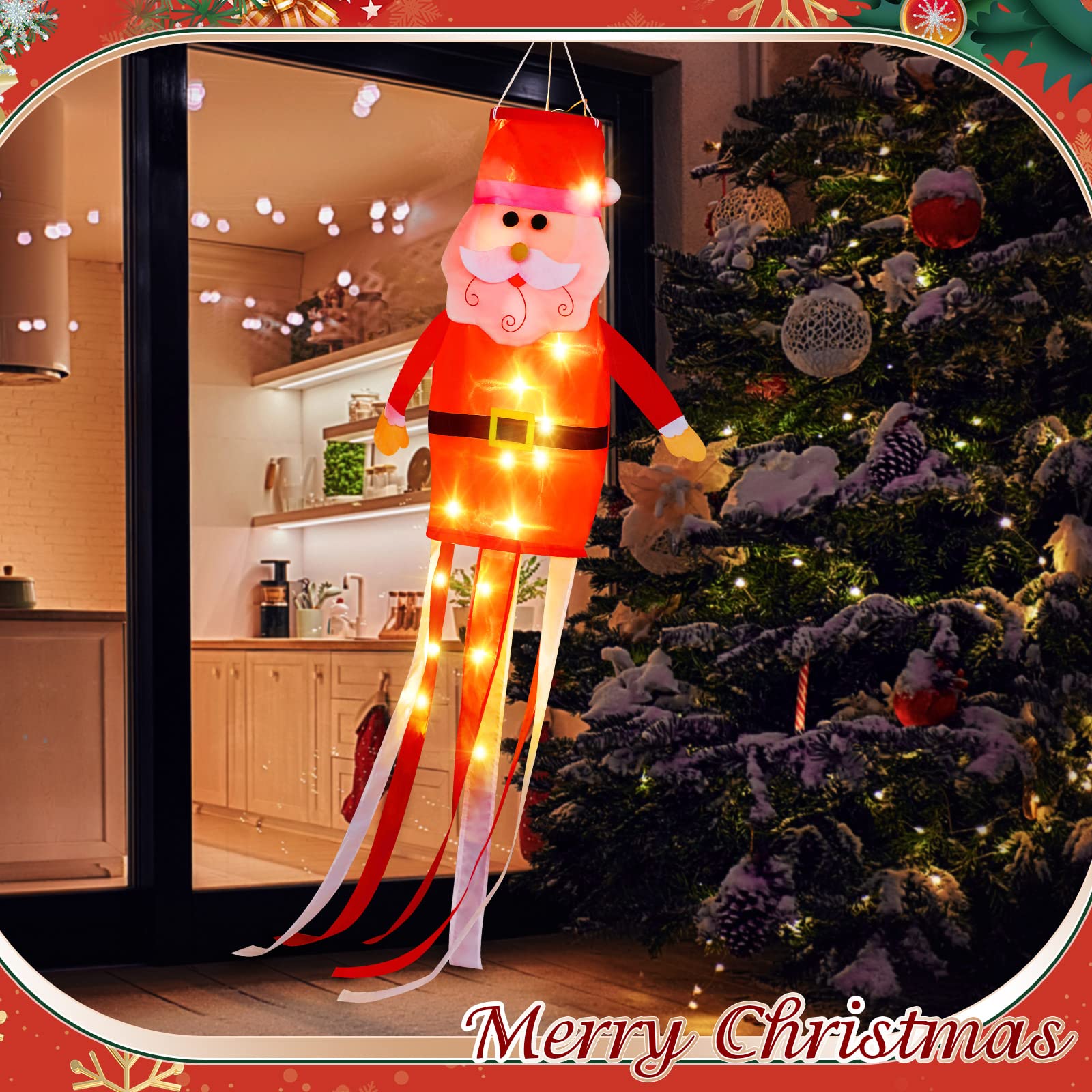 Snapklik.com : Santa Claus Windsock, Lighted Christmas Windsock Top Hat