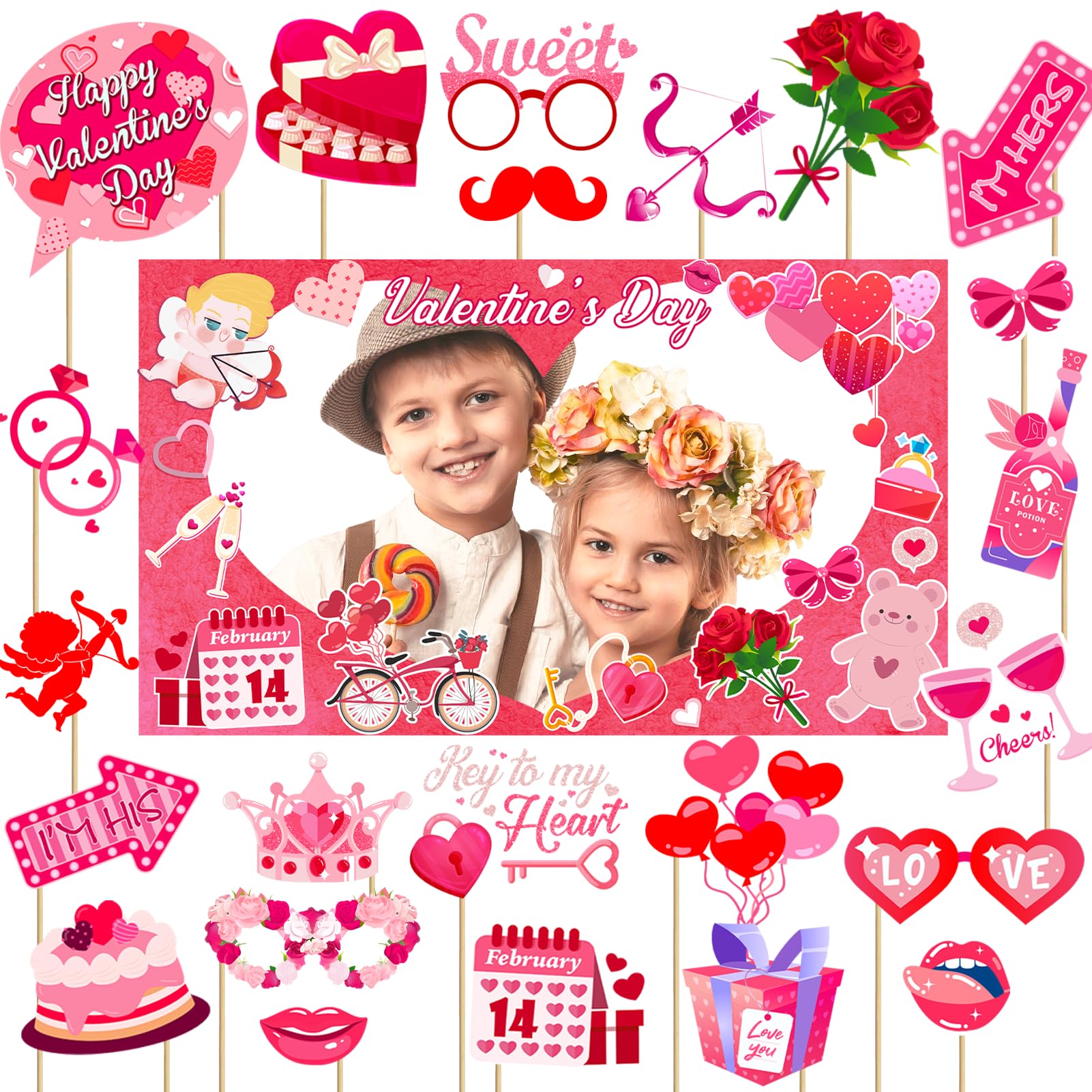 Amazon.com: Valentine's Day Photo Booth Props - 1 Pcs Large Size ...