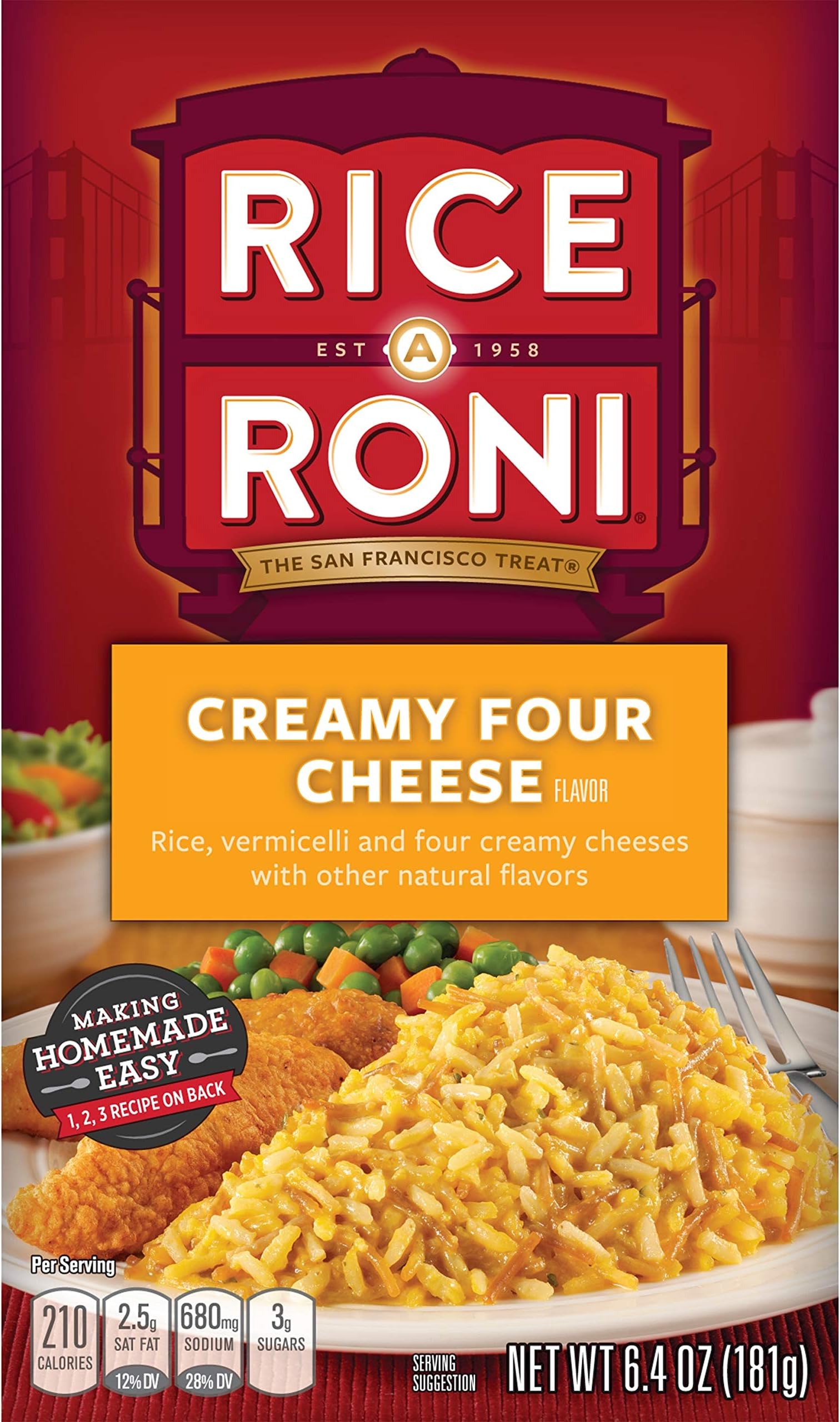 Amazon.com : Rice a Roni Rice Mix, Creamy Four Cheese, 6.4 Oz ...
