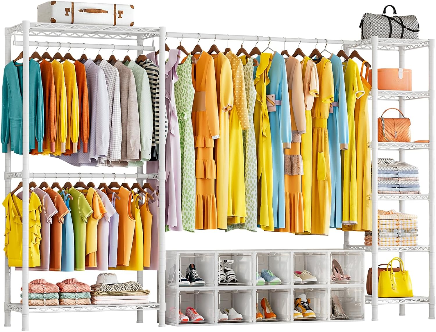 KZOBYD Extendable Clothes Rails, Heavy Duty Clothing Garment Rack ...