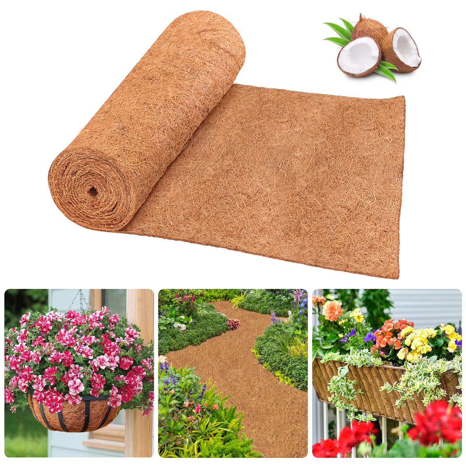 Snapklik.com : 1 Pack Natural Coco Liner Roll, 16x80 Inch Coconut ...