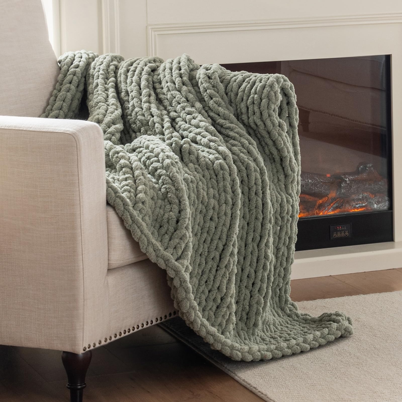 Amazon.com: LAST MODA Chunky Knit Blanket Throw, 100% Hand Knit Throw ...