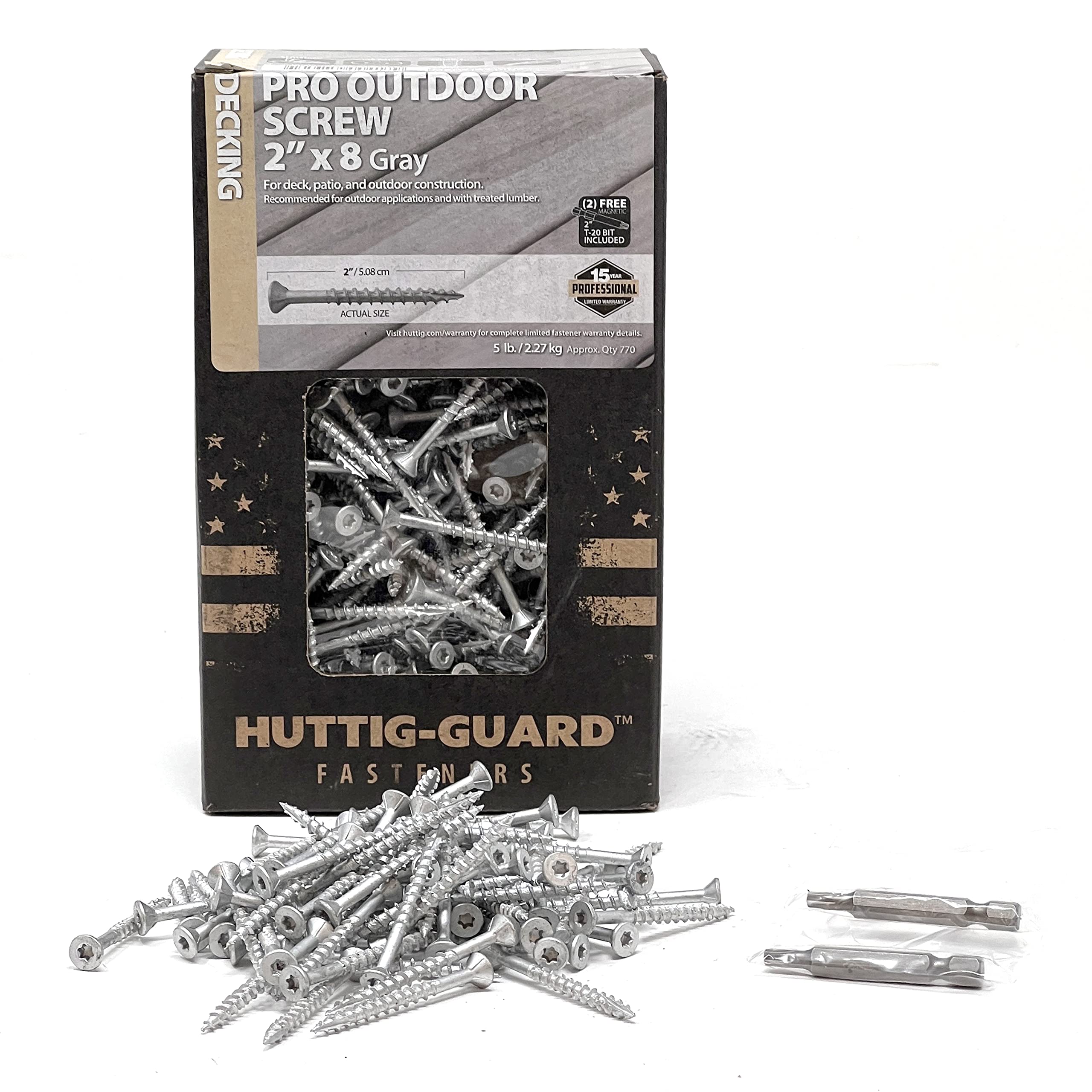 Snapklik.com : Huttig-Grip HGG2PRO5 Outdoor Decking Wood Screw 2 Inches ...