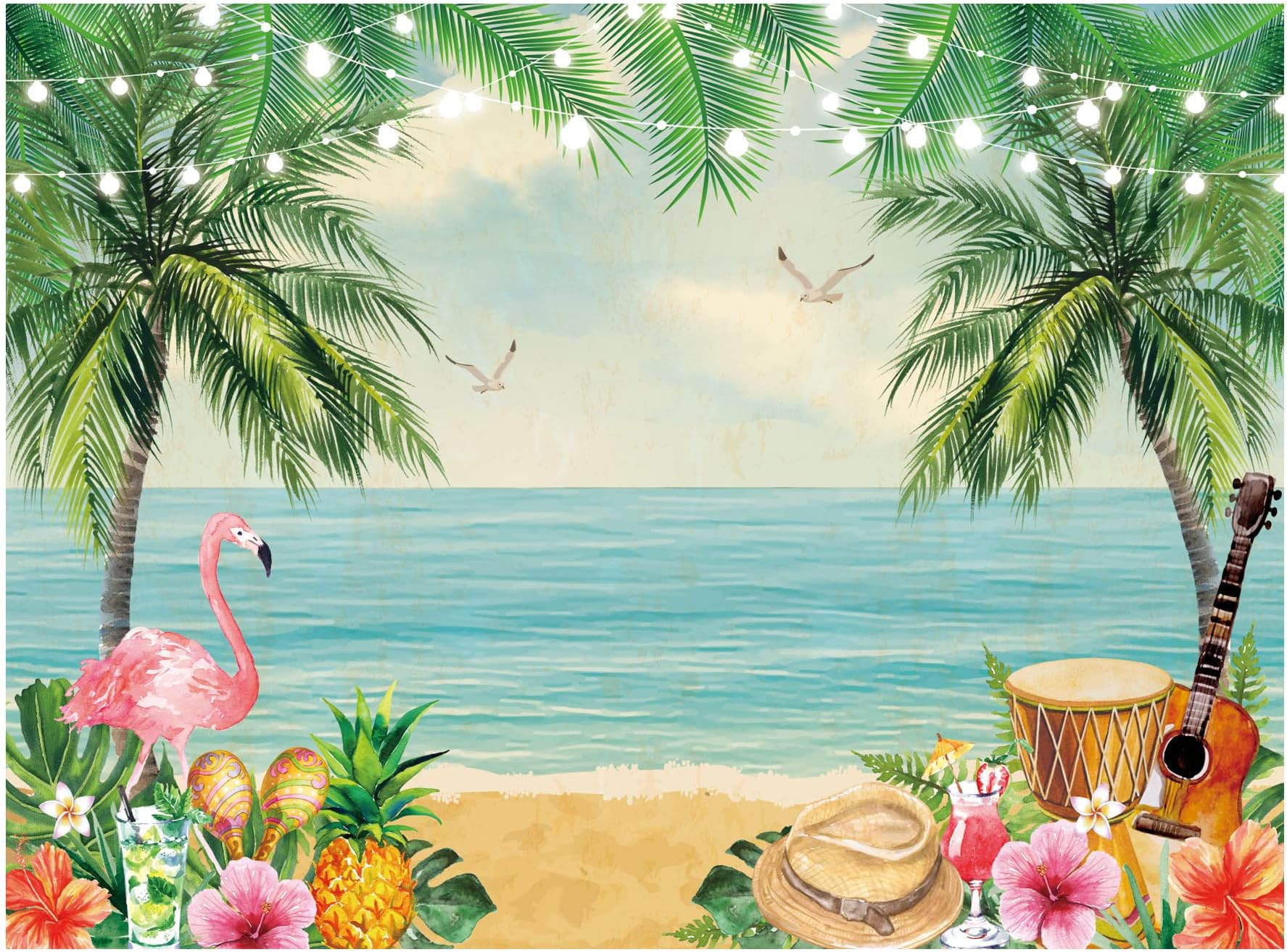 Amazon.com : Allenjoy 96" x 72" Summer Tropical Beach Backdrop for ...