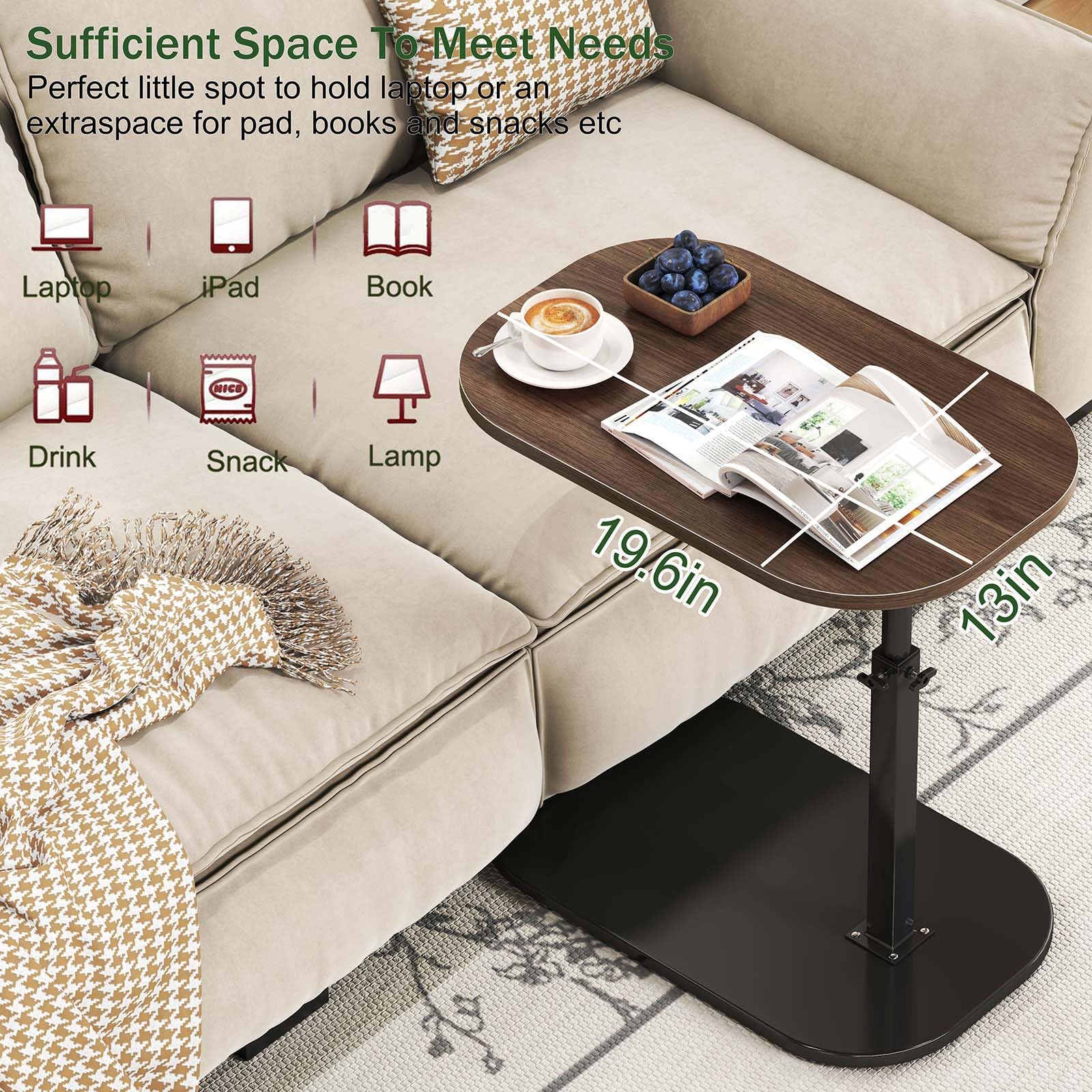 Swivel Farmhouse Side Table Narrow End Table With Charging Station,