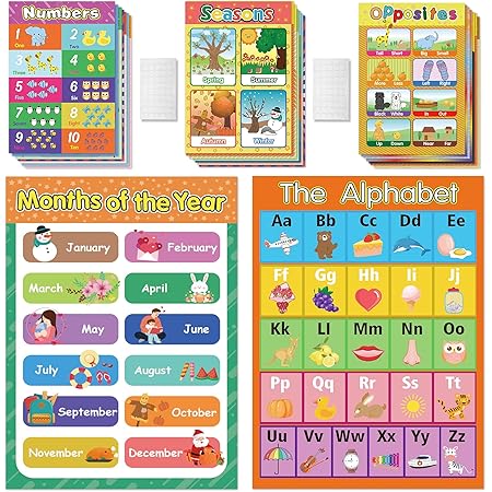 Amazon.com: 15 Educational Posters, Alphabet, Shapes, Colors, Numbers 1 ...