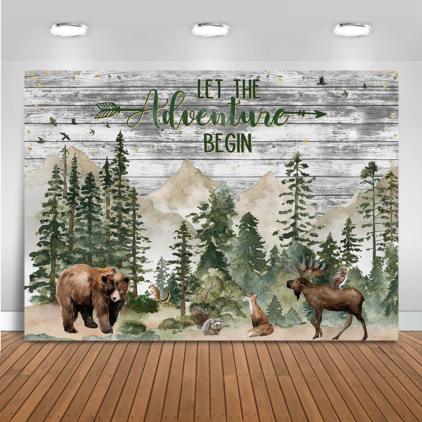 Amazon.com : Mocsicka Adventure Awaits Baby Shower Backdrop Let The ...