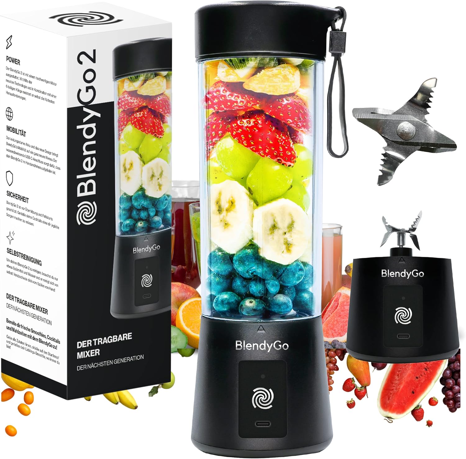 Amazon.de: BlendyGo 2 smoothie mixer klein, mixer smoothie maker, mini ...