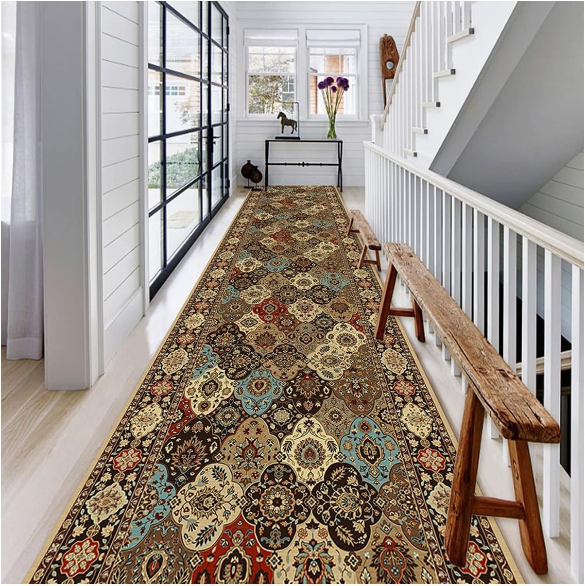 Traditional Vintage Runner Rugs Non Skid Washable Outdoor Rug for Door ...