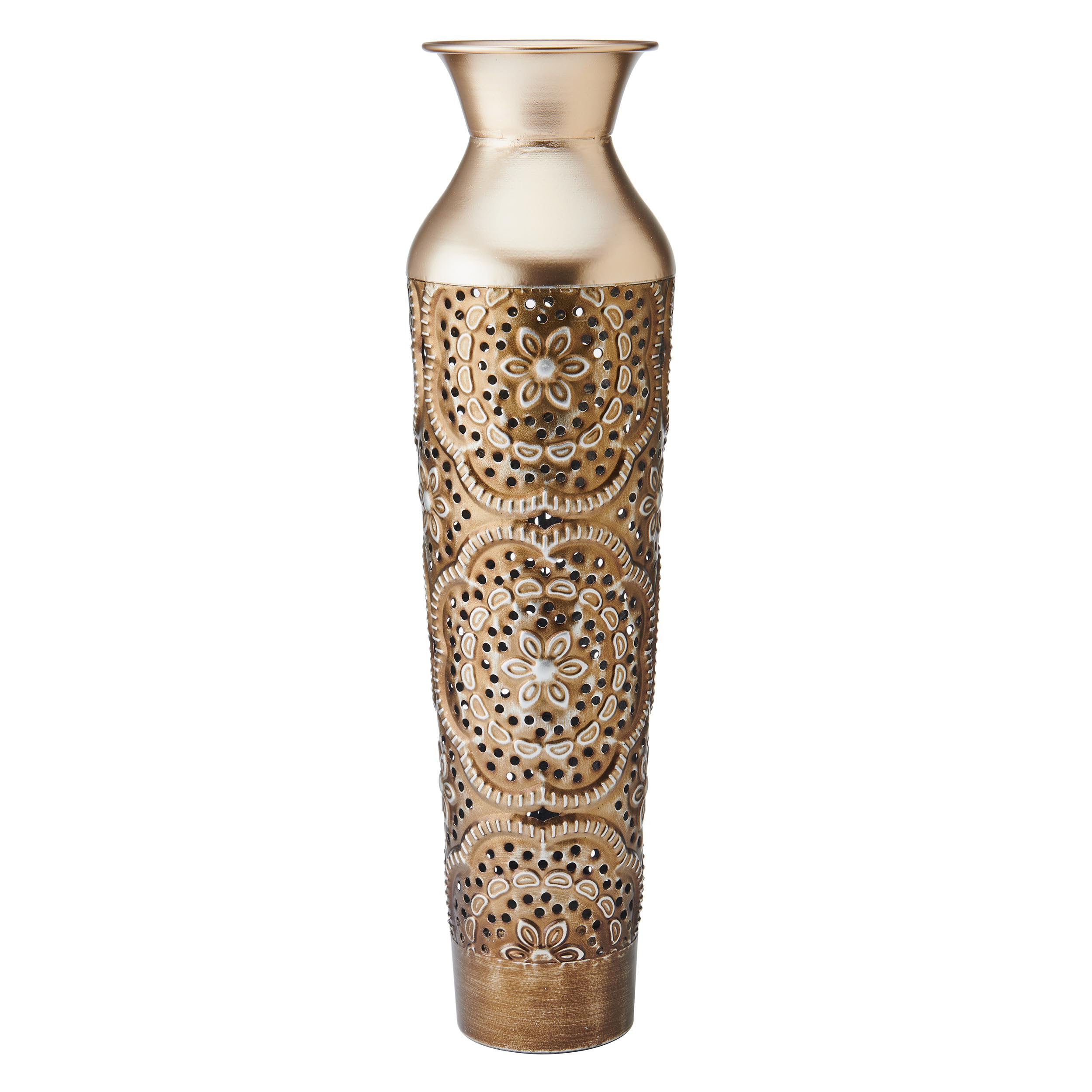 Amazon.com: Elements Gold Filigree Embossed Metal Vase-Table ...