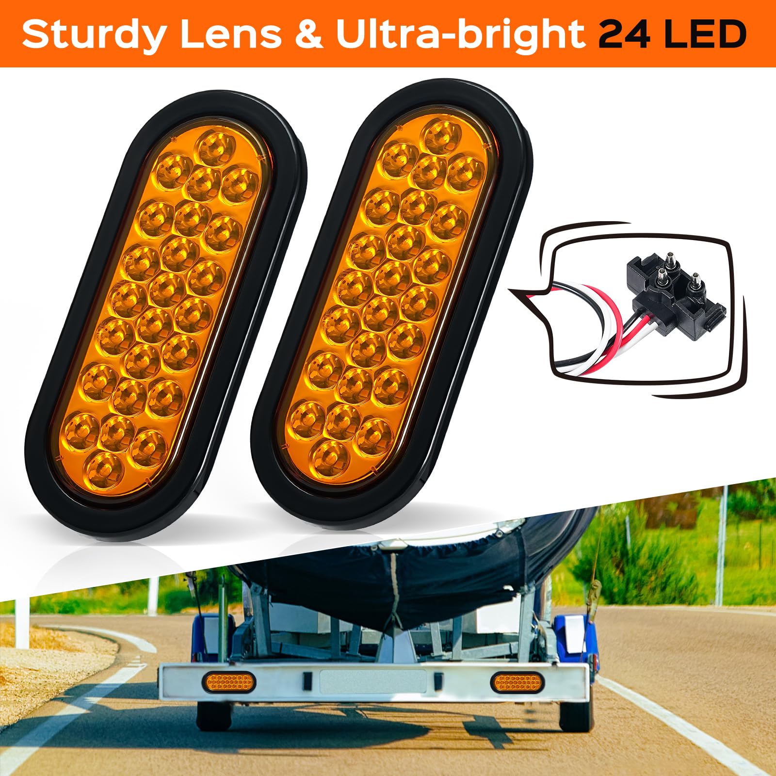 Recessed Trailer Lights SHAR 6 Inch Oval Red Led Trailer Tail Lights