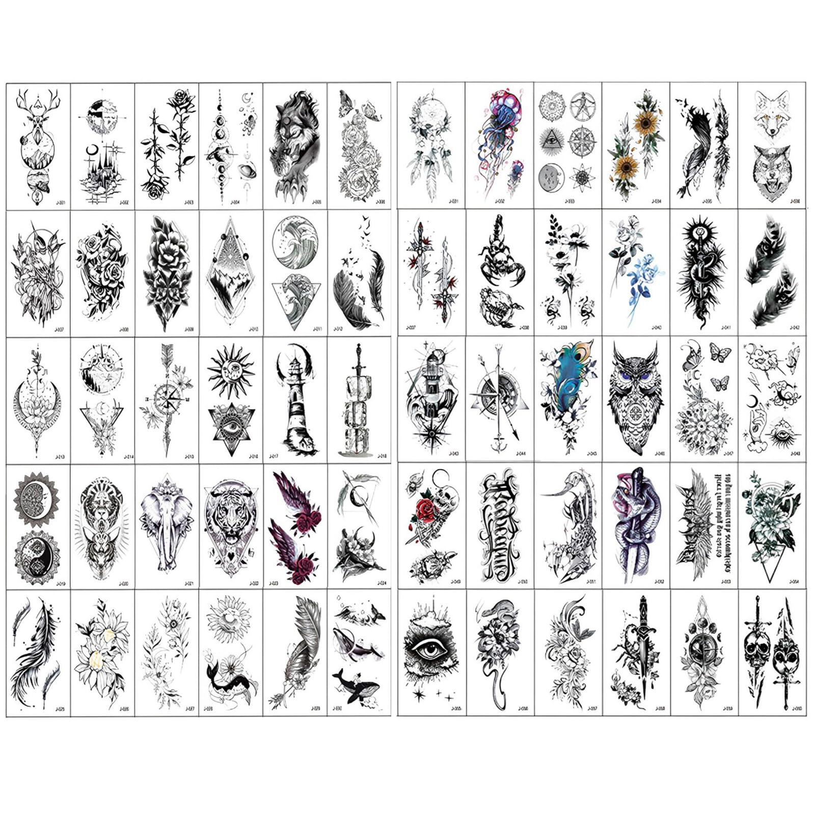 luoshaPUCY Temporary Tattoos, 60 Sheets Tiny Waterproof Temporary ...