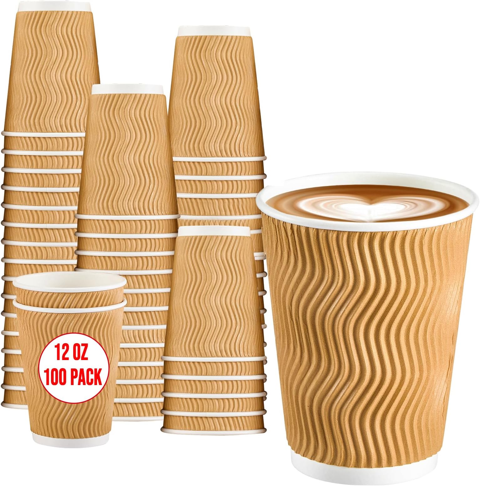 Amazon.com: NY-AUTUMN Disposable Paper Coffee Cups 12 oz - Compostable ...