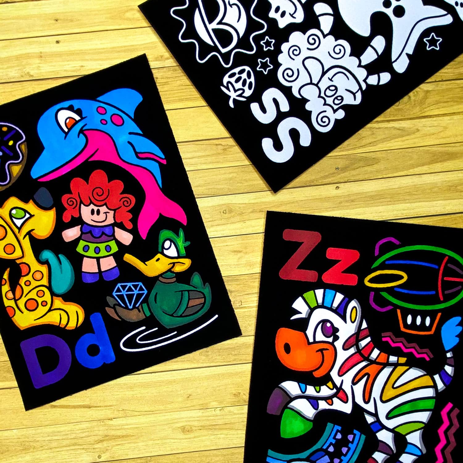 18 Pack Fuzzy Velvet Alphabet Coloring Posters For Kids 18 Pack Fuzzy ...