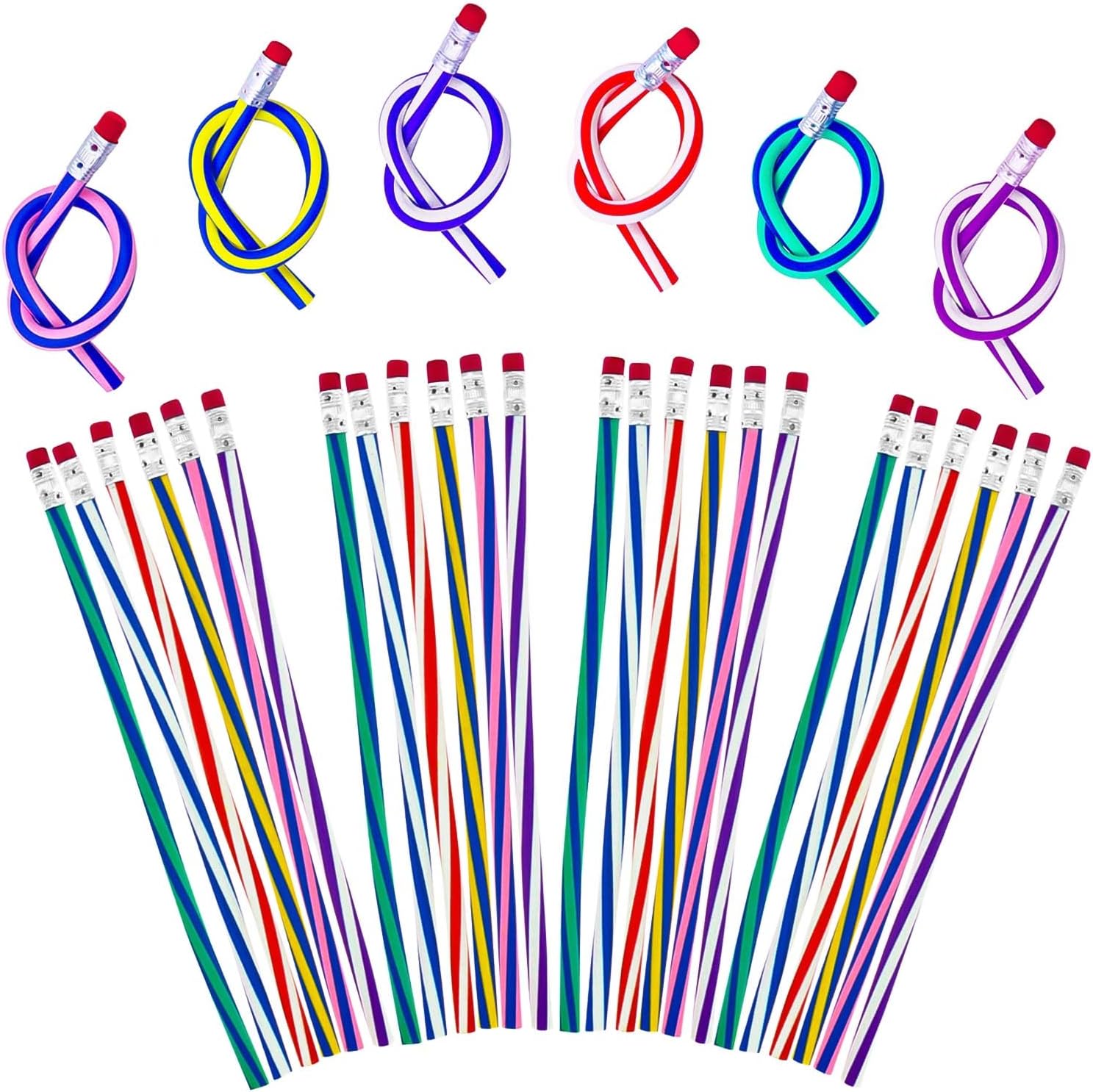 AHG 30 Pcs Soft Flexible Bendy Pencils Magic Bend Kids Children School ...