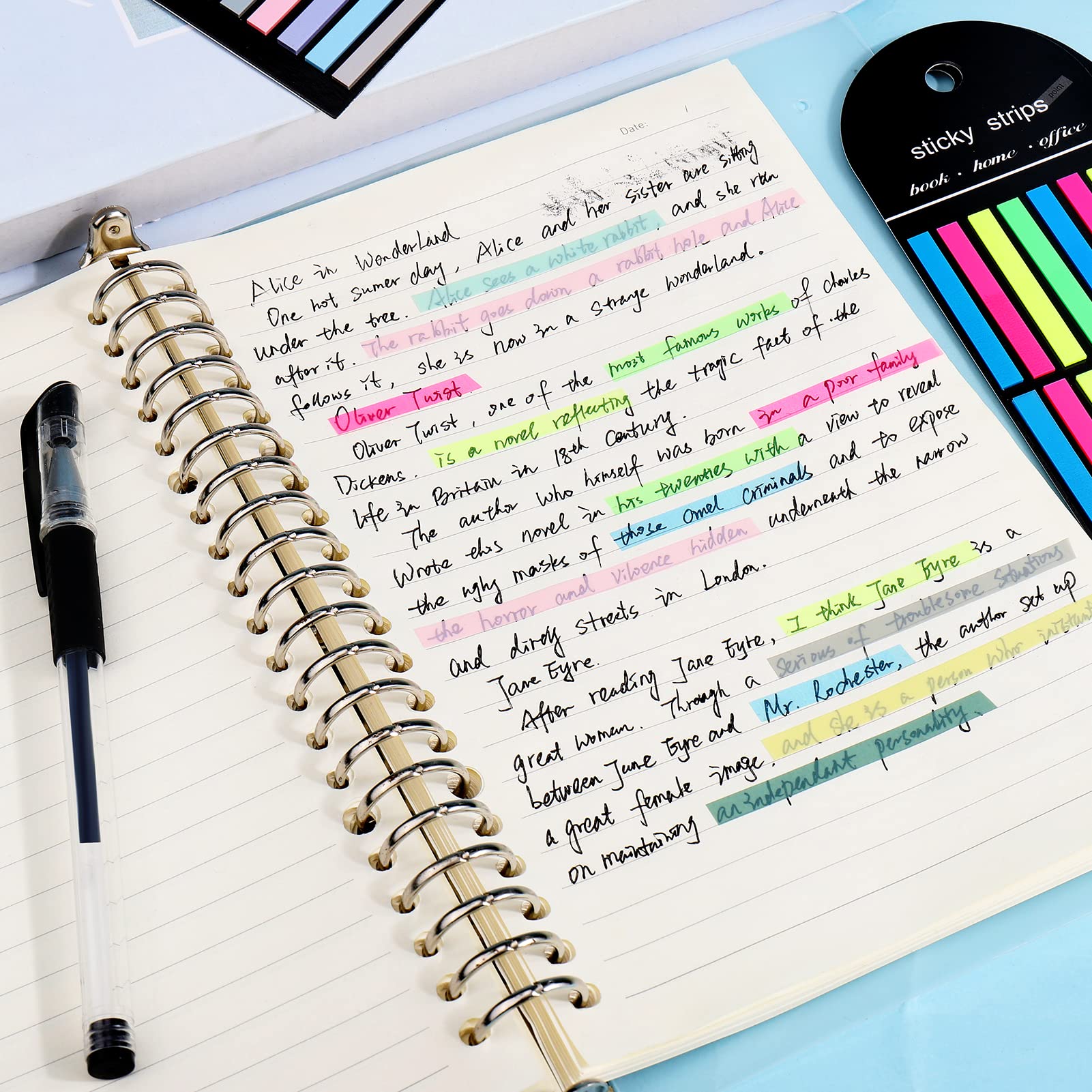 Snapklik.com : 1280Pcs Highlighter Tape, Transparent Sticky Long Page ...