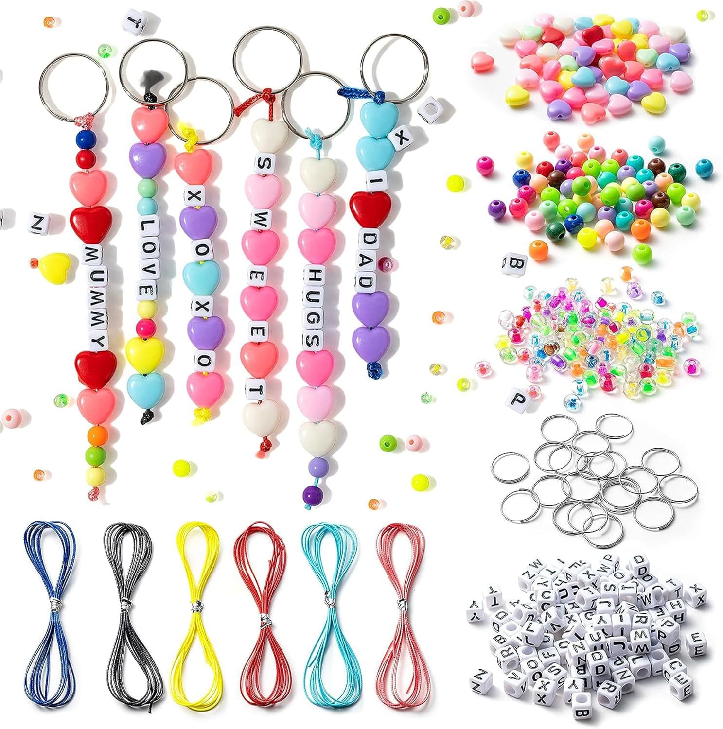 Umimiss 286PCS Keychain Making Kit -Keychain Making Kit,Letter Beads ...