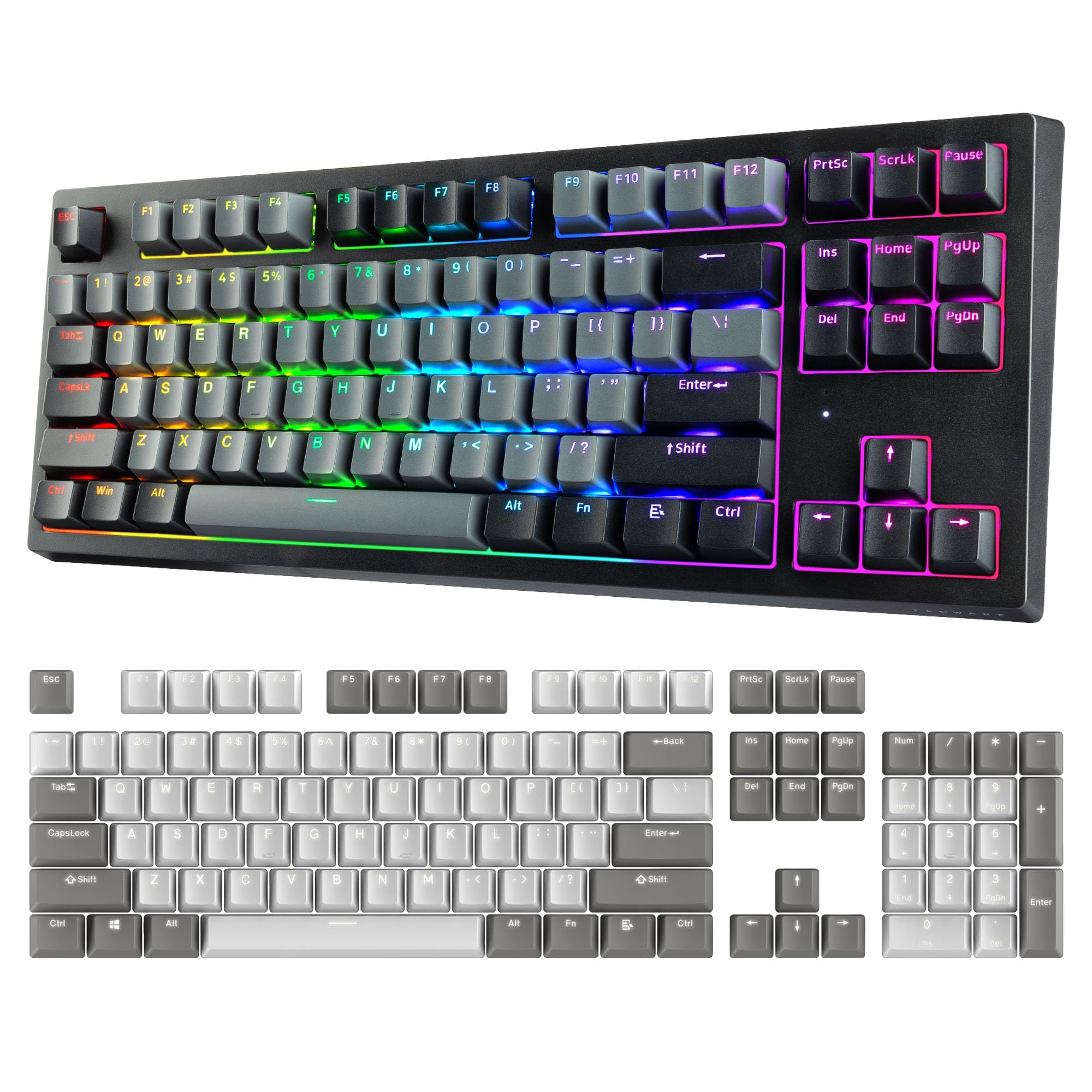 Amazon.com: TECWARE Phantom 87+ Elite W/Double-Shot PBT (White/Grey ...