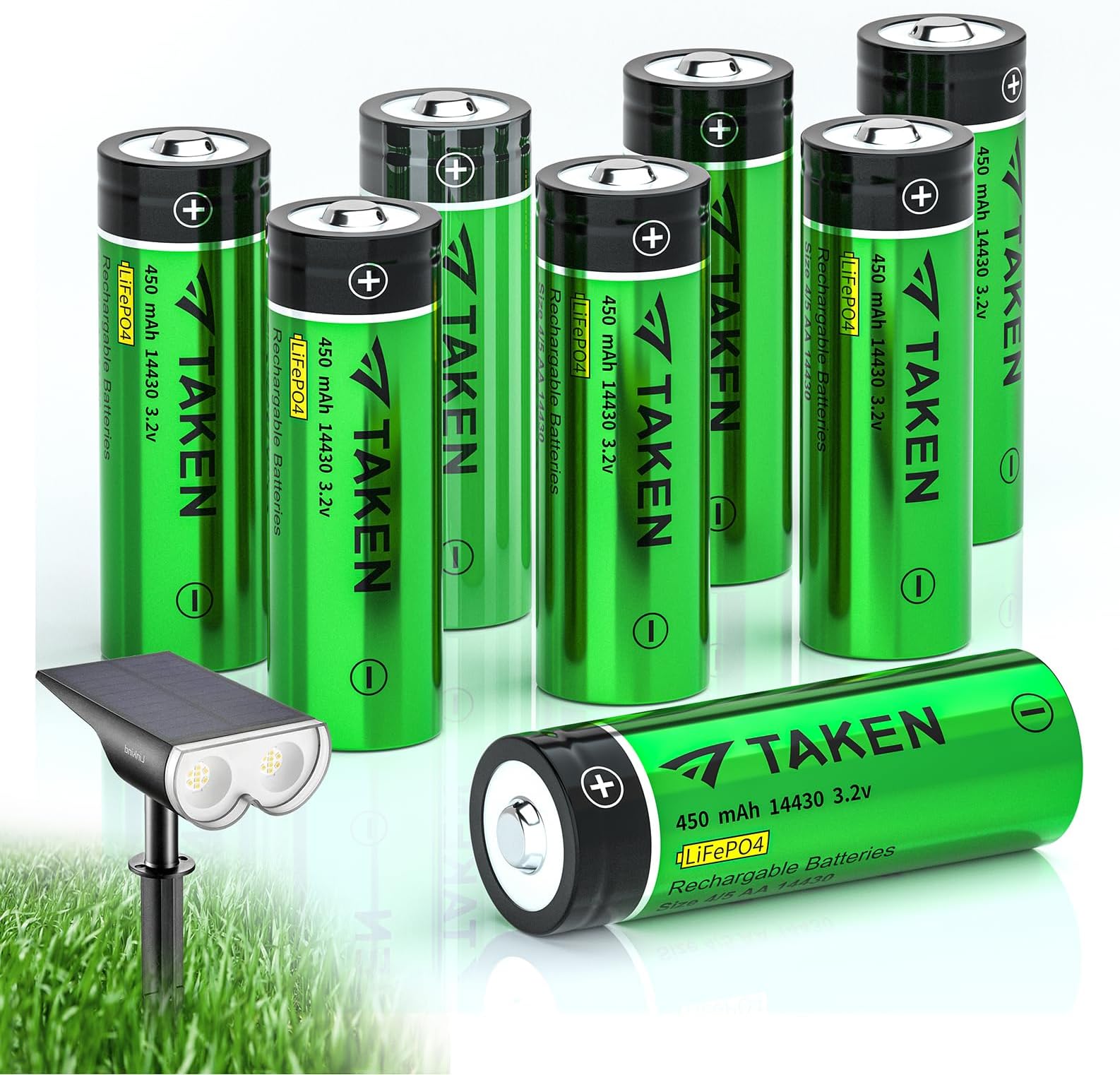 Amazon.com: Taken 14430 3.2 Volt Rechargeable Solar Battery, 3.2V ...