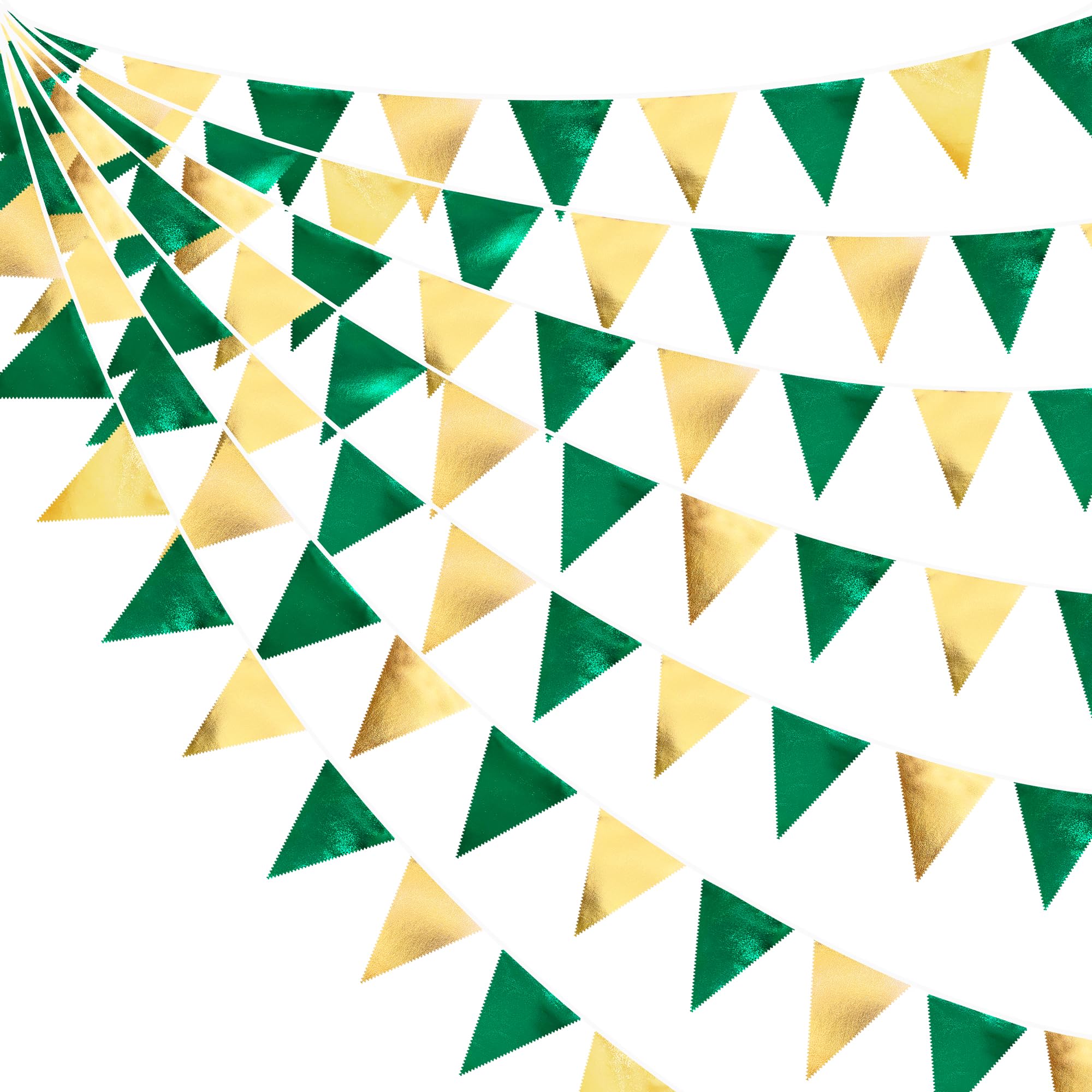 32Ft Green Gold Bunting Banner Party Decorations Fabric Triangle Flag ...