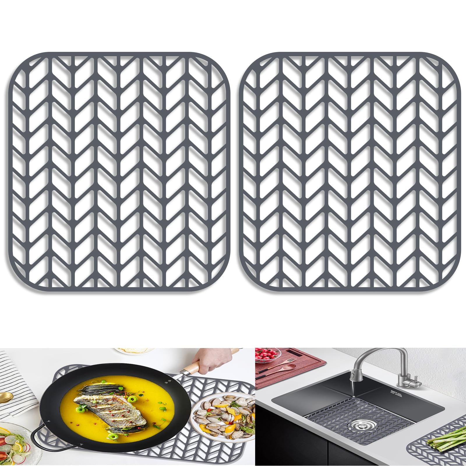 AWOKE Sink Protectors for Kitchen Sink - 12.25" x 11.5" Sink Mat - Heat ...