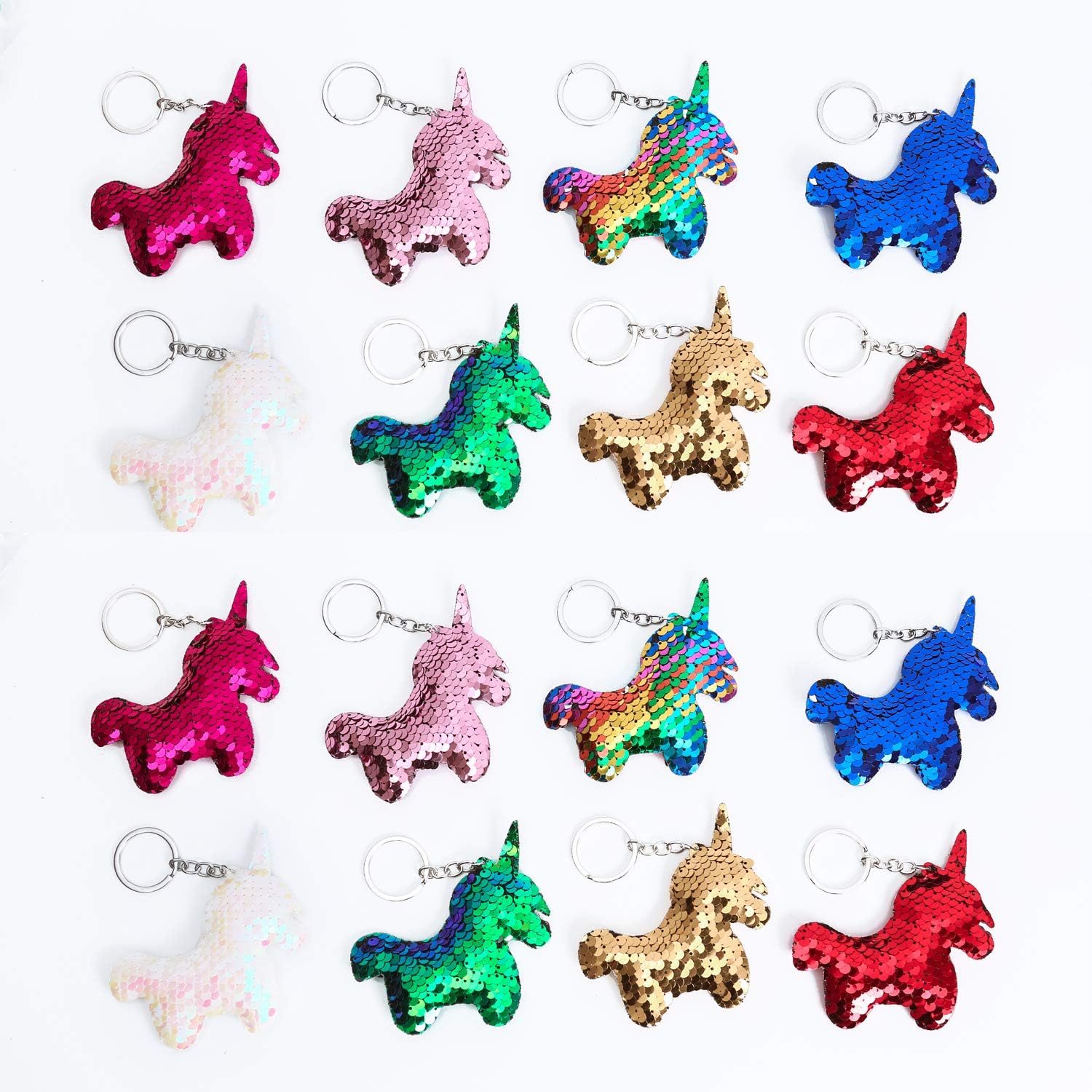 Amazon.com: Scafiv 16 Pack Flip Sequin Unicorn Keychains Colorful ...